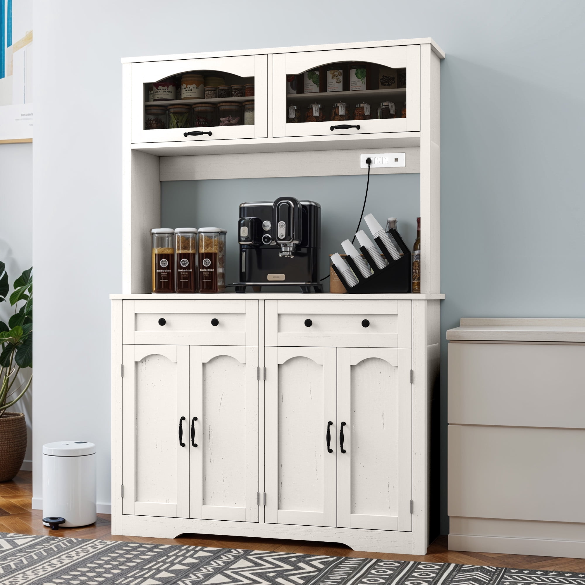 ModFusion 71″ Kitchen Pantry Cabinet with Charging Station, Adjustable ...