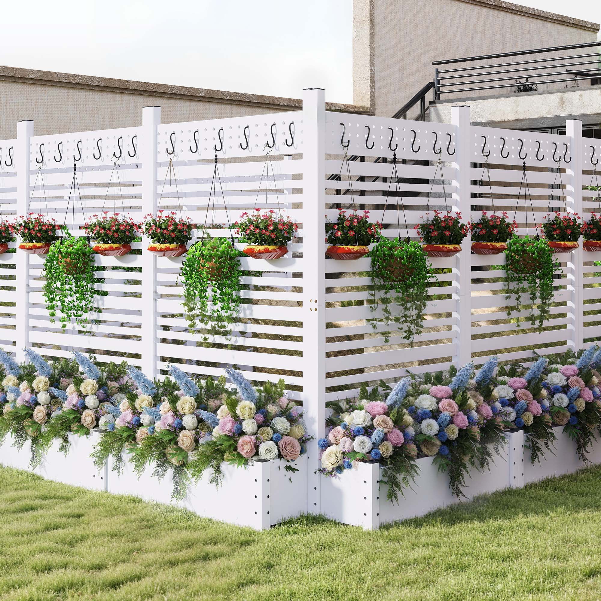 ModFusion 72"H × 42"W Planter Box Privacy Screen with Wood Trellis ...