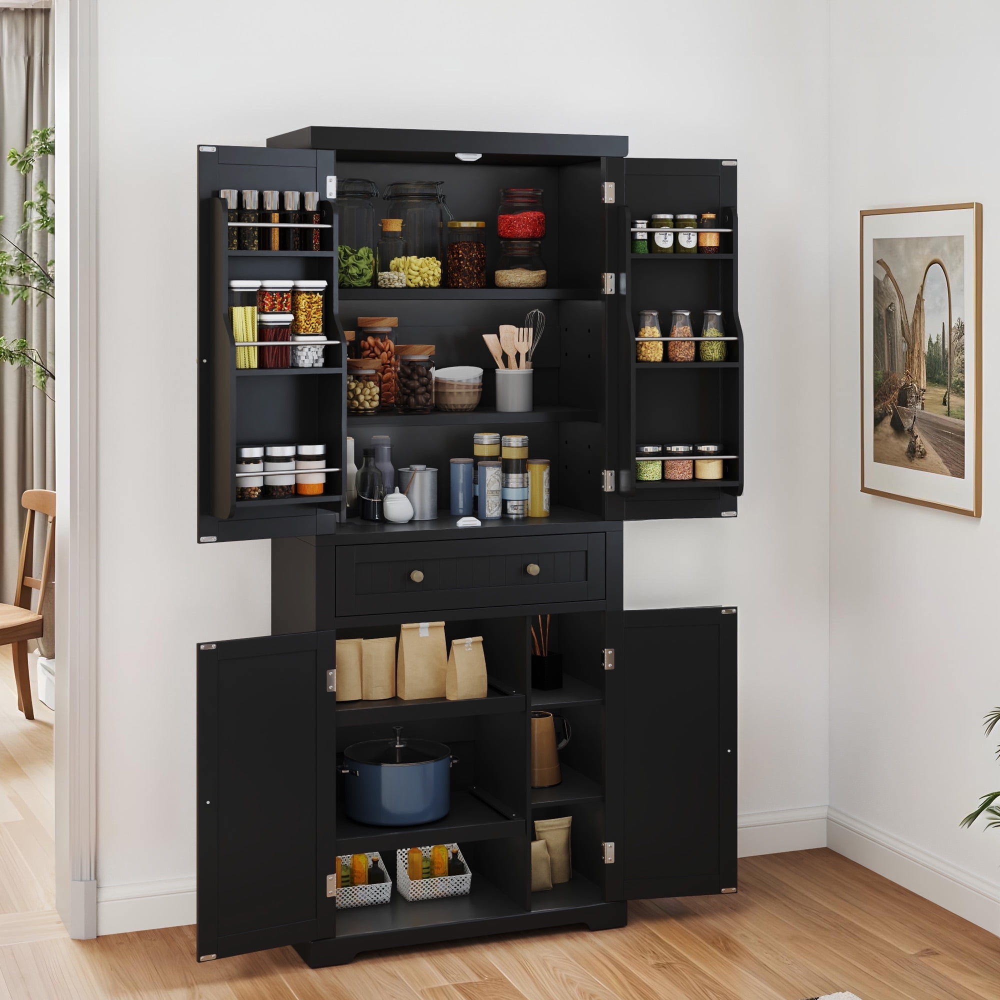ModFusion 72” Pantry Cabinet with Adjustable Shelves, Spice Hanging ...