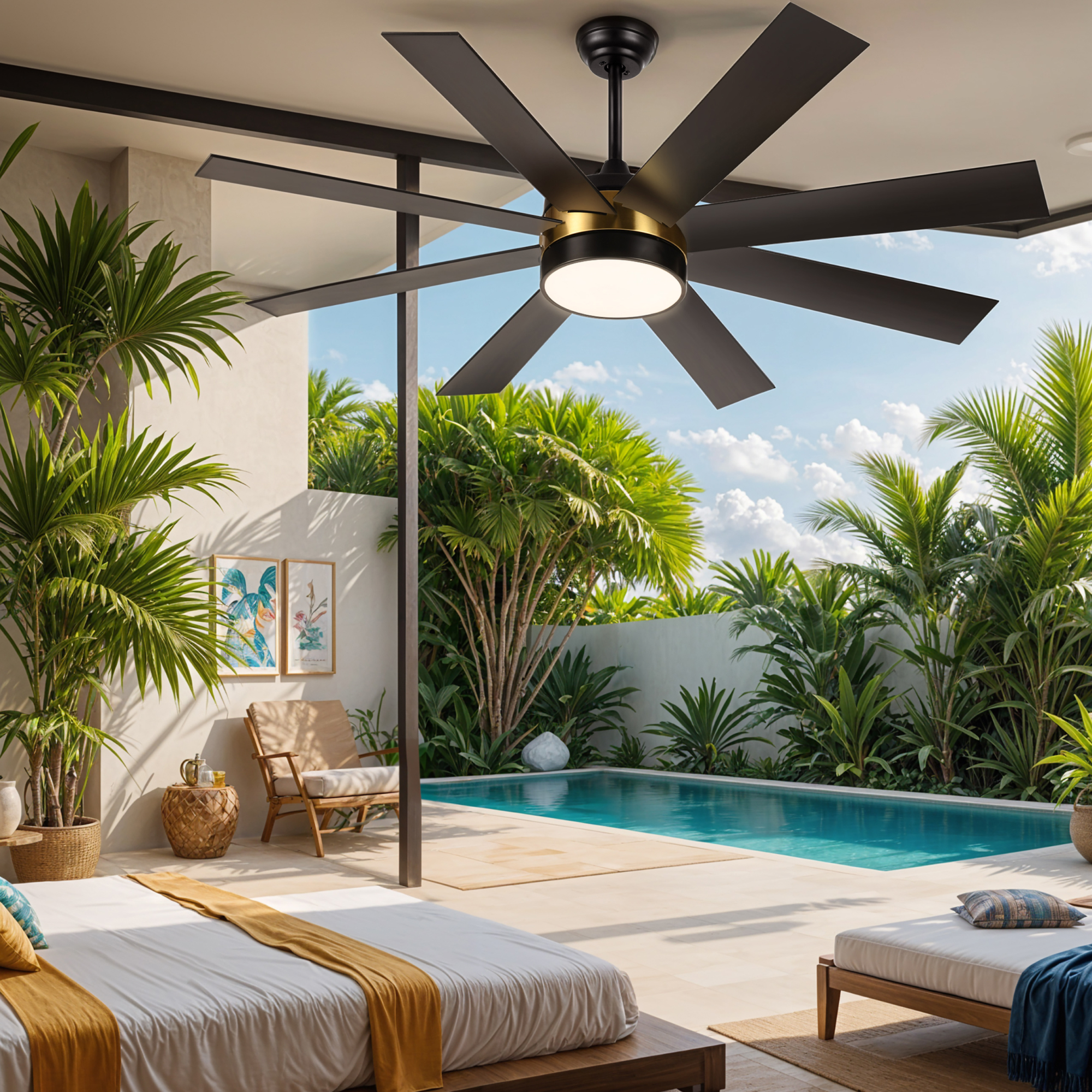 ModFusion 80" Modern Minimalist Ceiling Fan with LED Light, Matte Black ...