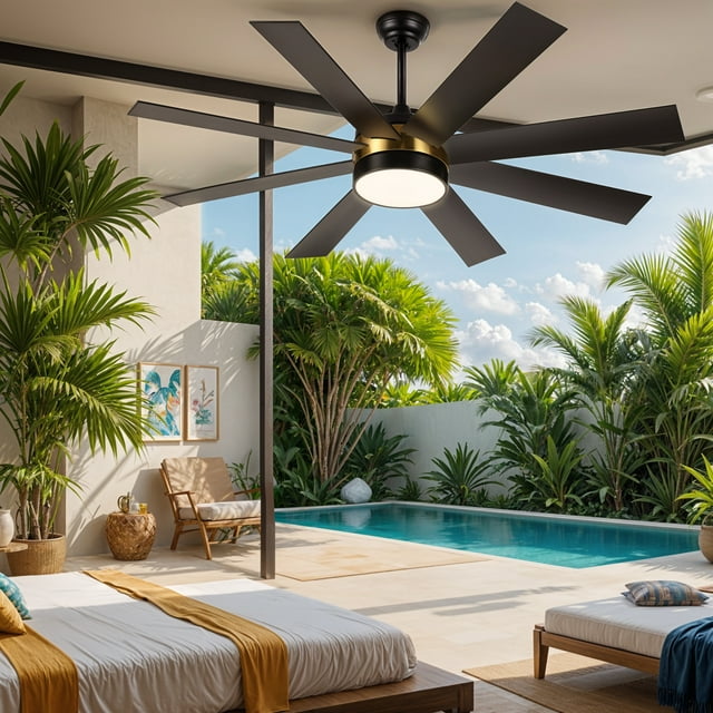 ModFusion 80" Modern Minimalist Ceiling Fan with LED Light, Matte Black ...