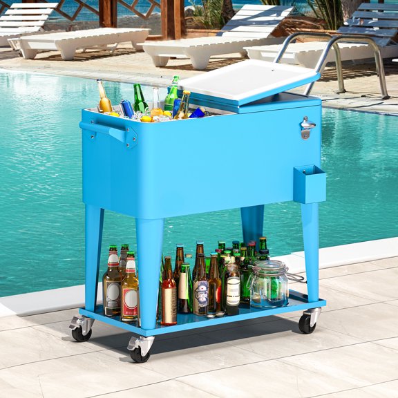 Best Choice Products 80qt Steel Rolling Cooler Cart w/ Bottle Opener ...
