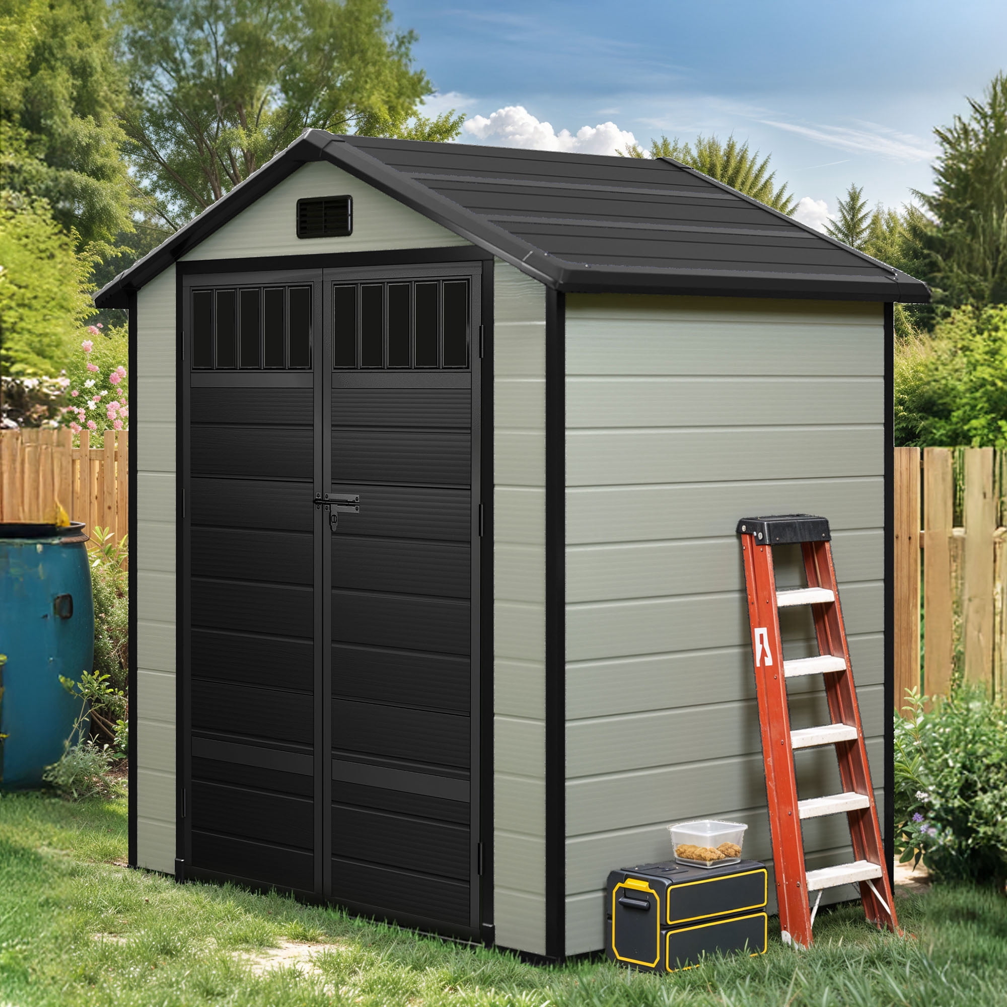 ModFusion 81 x 48.6 x 67 inches Plastic Storage Shed with Window, Resin ...