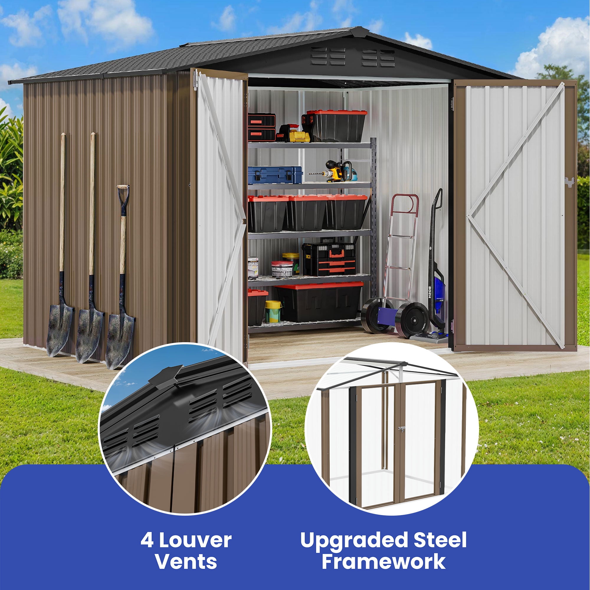 ModFusion 8x6 Ft Metal Storage Shed with Lockable Door, Air Vent ...