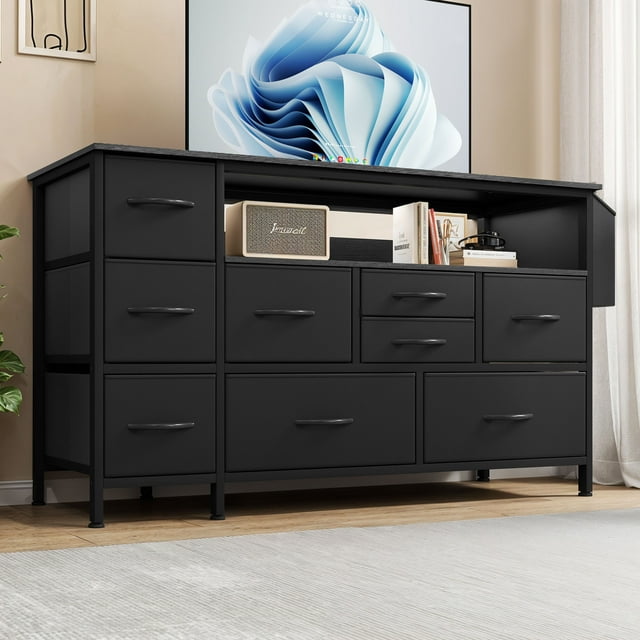 ModFusion 9-Drawer TV Stand Dresser with Charging Station, Storage for ...