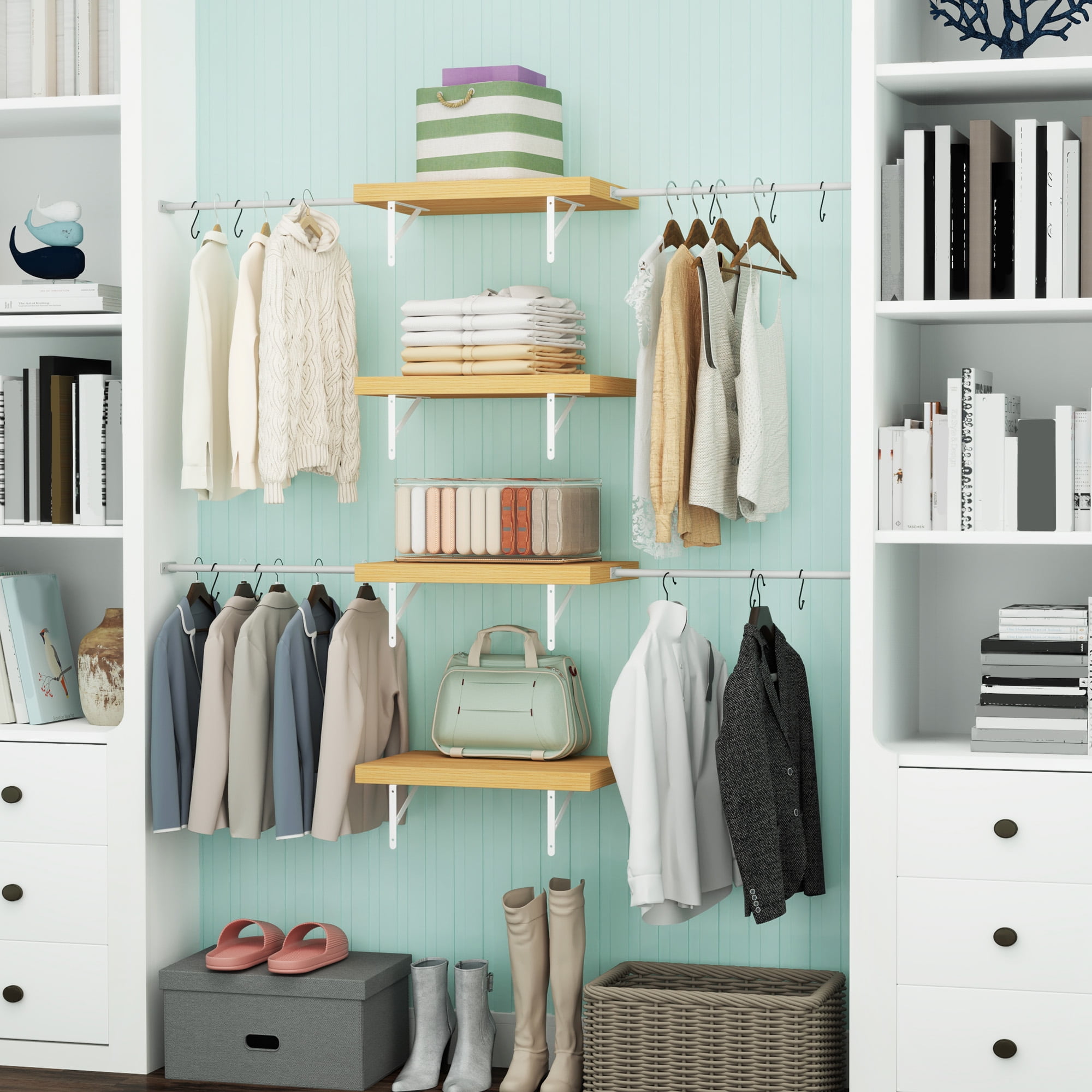 ModFusion Adjustable Wall-Mounted Closet Organizer with Shelves and ...