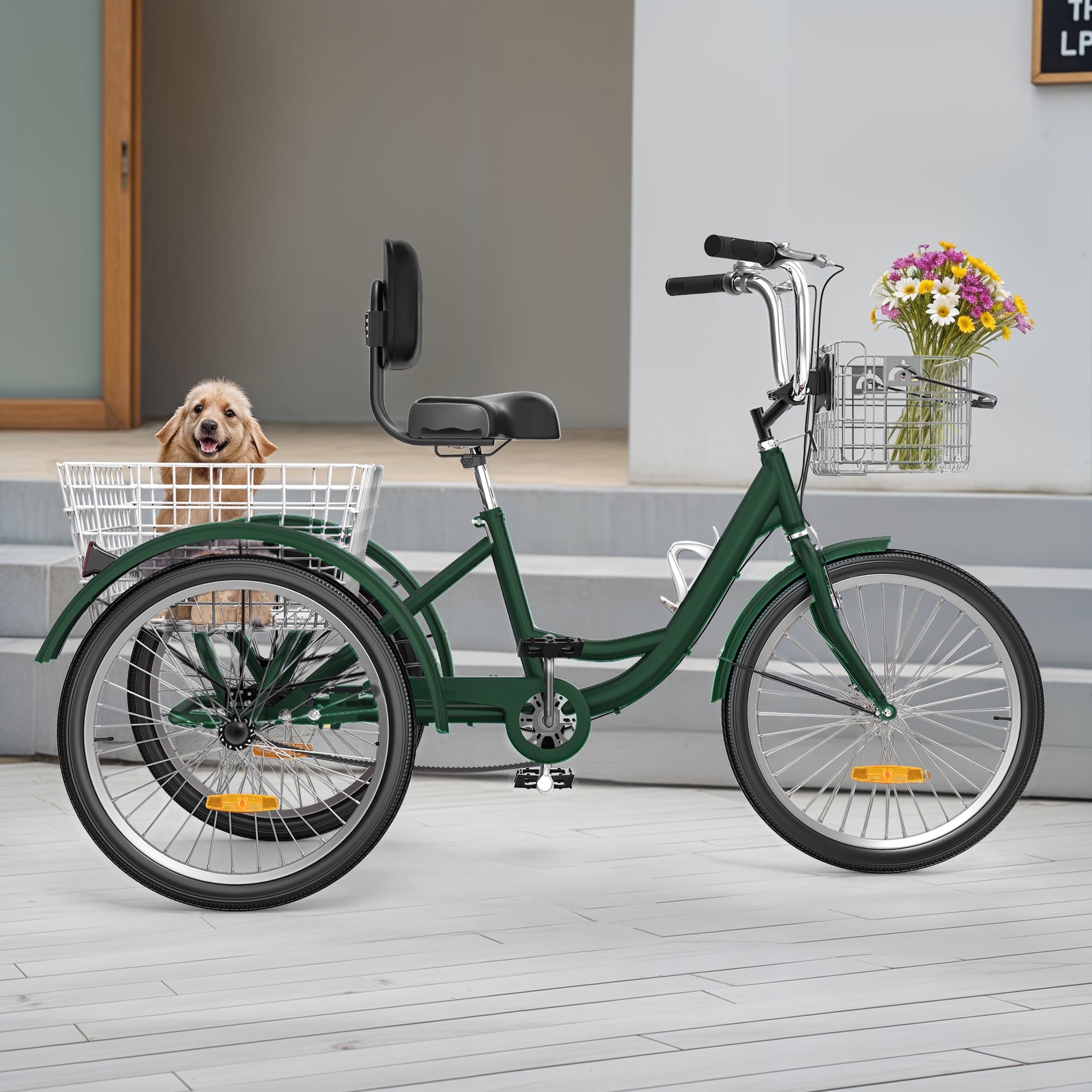 ModFusion Adult Tricycle 24" 1-Speed Cruiser Bike in Green - Walmart.com