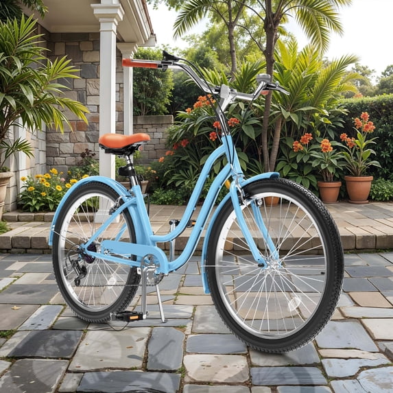 ModFusion Adult Unisex 26-Inch 7-Speed Beach Cruiser Bicycle – Light ...
