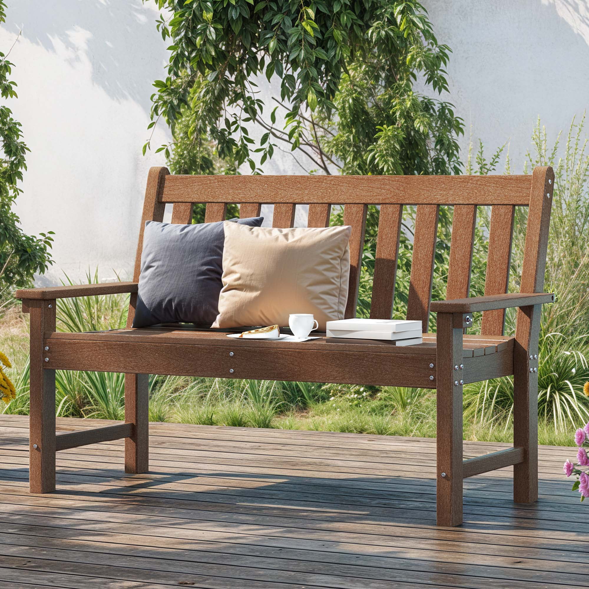 ModFusion All Weather Garden Bench for 2-3 Persons, Patio Chair for ...