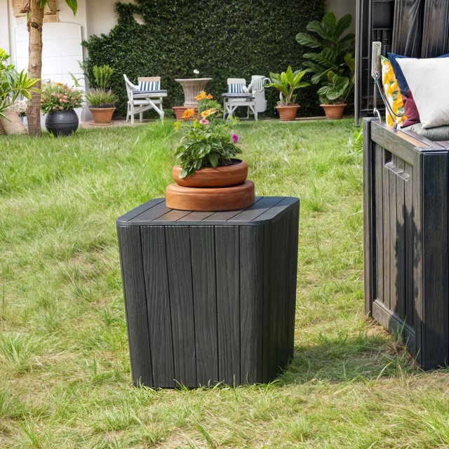 ModFusion Black Deck Table Box Storage - All-Weather Outdoor Storage ...