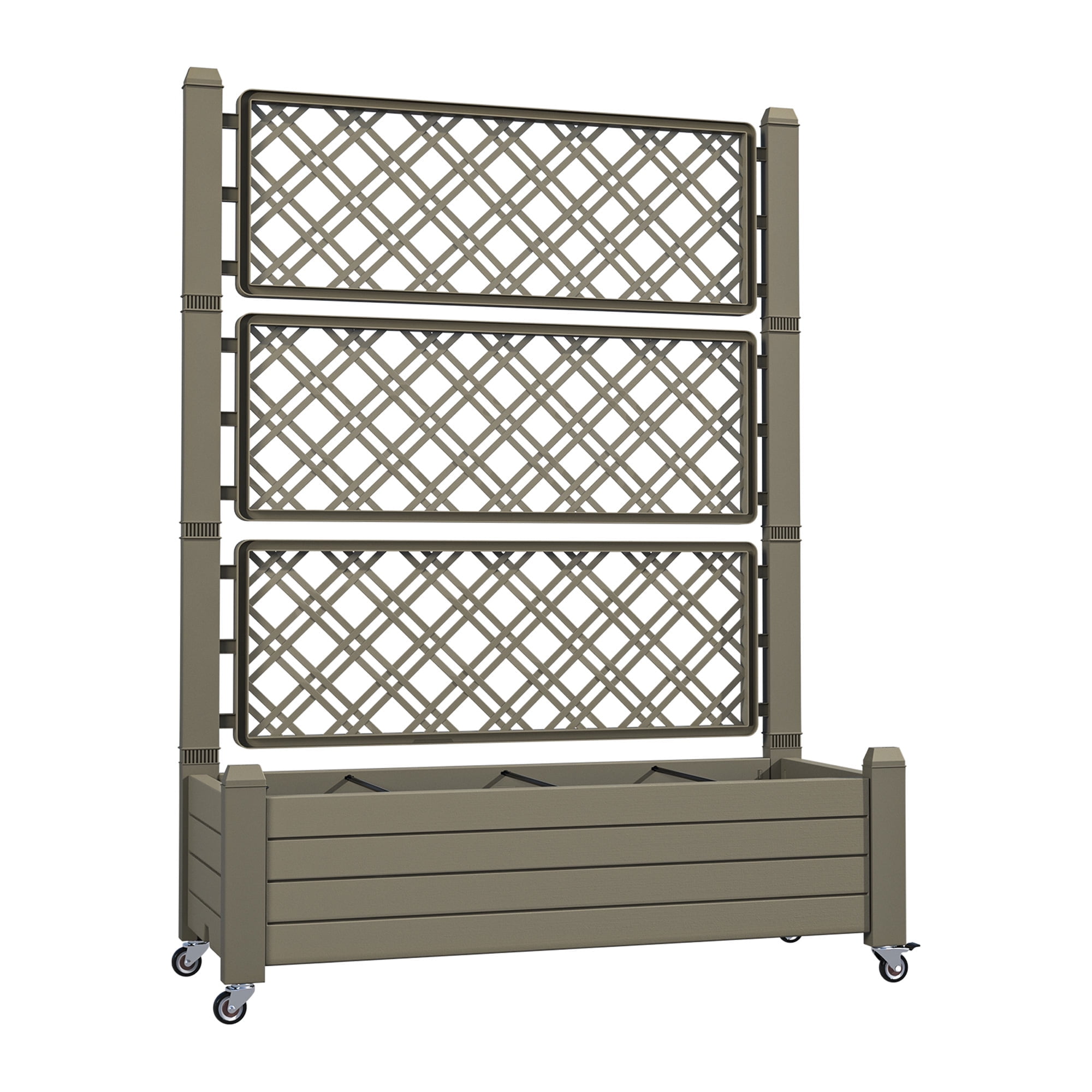 ModFusion Brown Resin Planter Box with Drainage Holes, Rolling Wheels ...