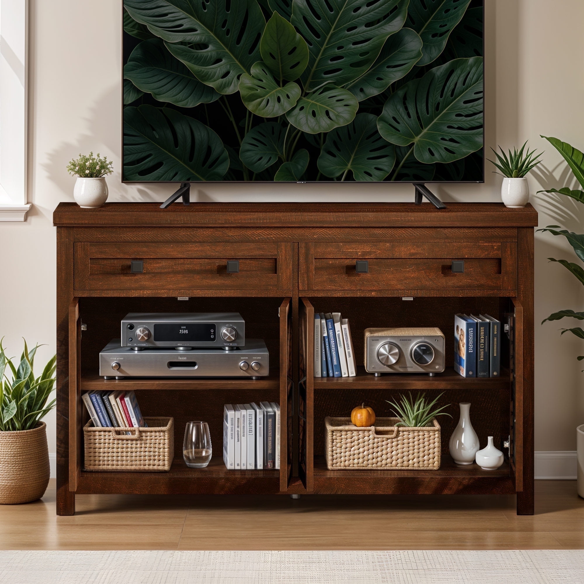ModFusion Brown Sideboard with Cloudy Burning Effect and Stable Storage ...