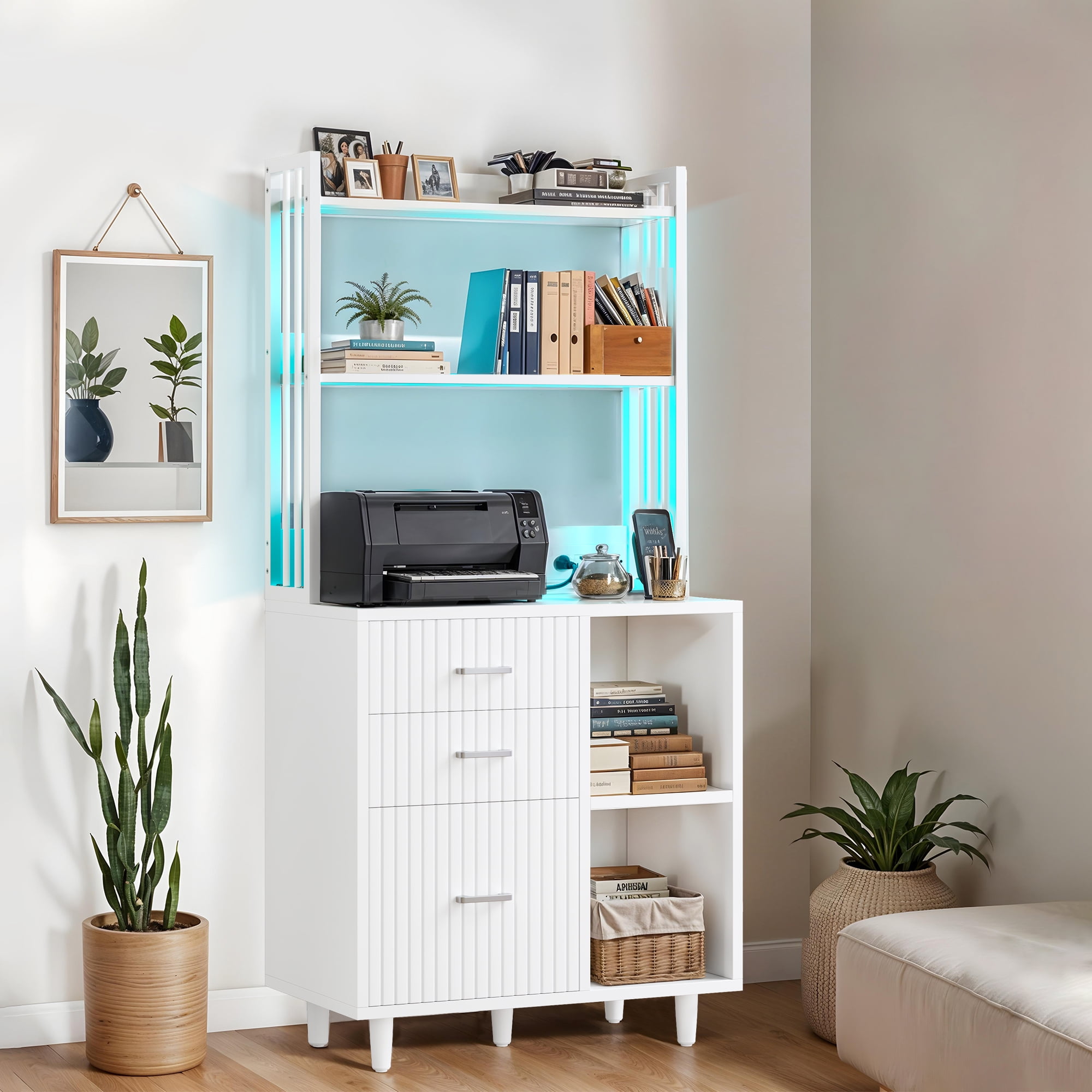 ModFusion Cabinet with Power Outlet, LED Light, File Drawer for Letter ...