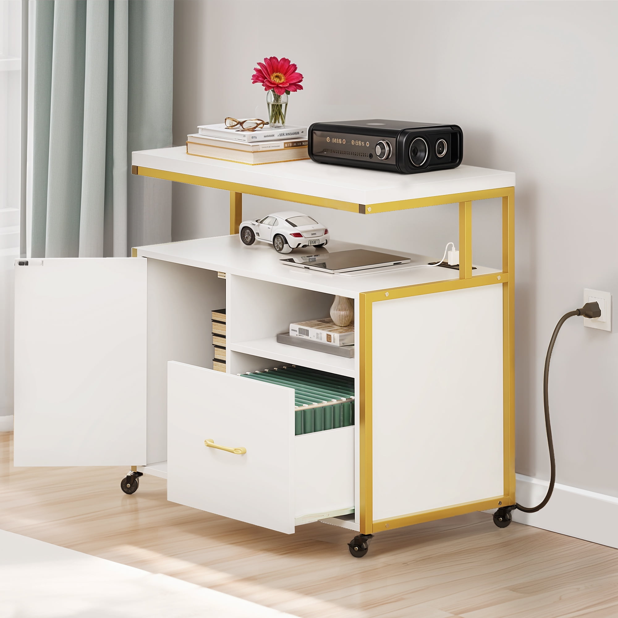 ModFusion Cabinet with USB Charging Power, Drawer with Adjustable A4 ...