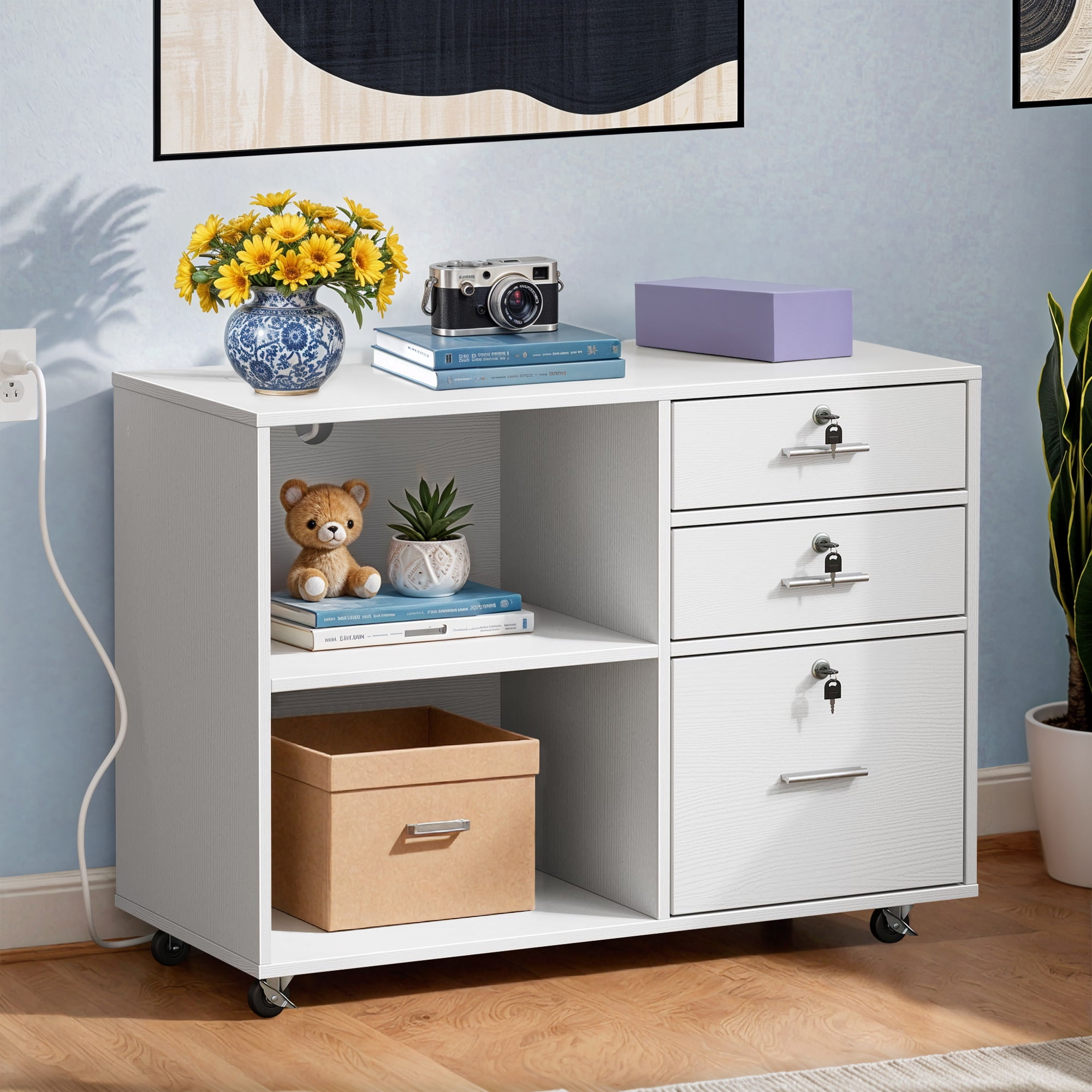 ModFusion Cabinet with USB Charging Station, Drawer with Lock ...