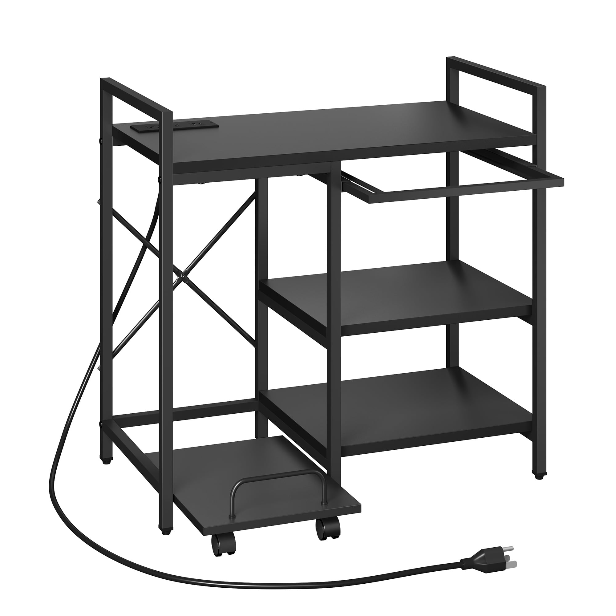 ModFusion Cabinet with Power Outlets, Paper Shredder Tray with Casters ...