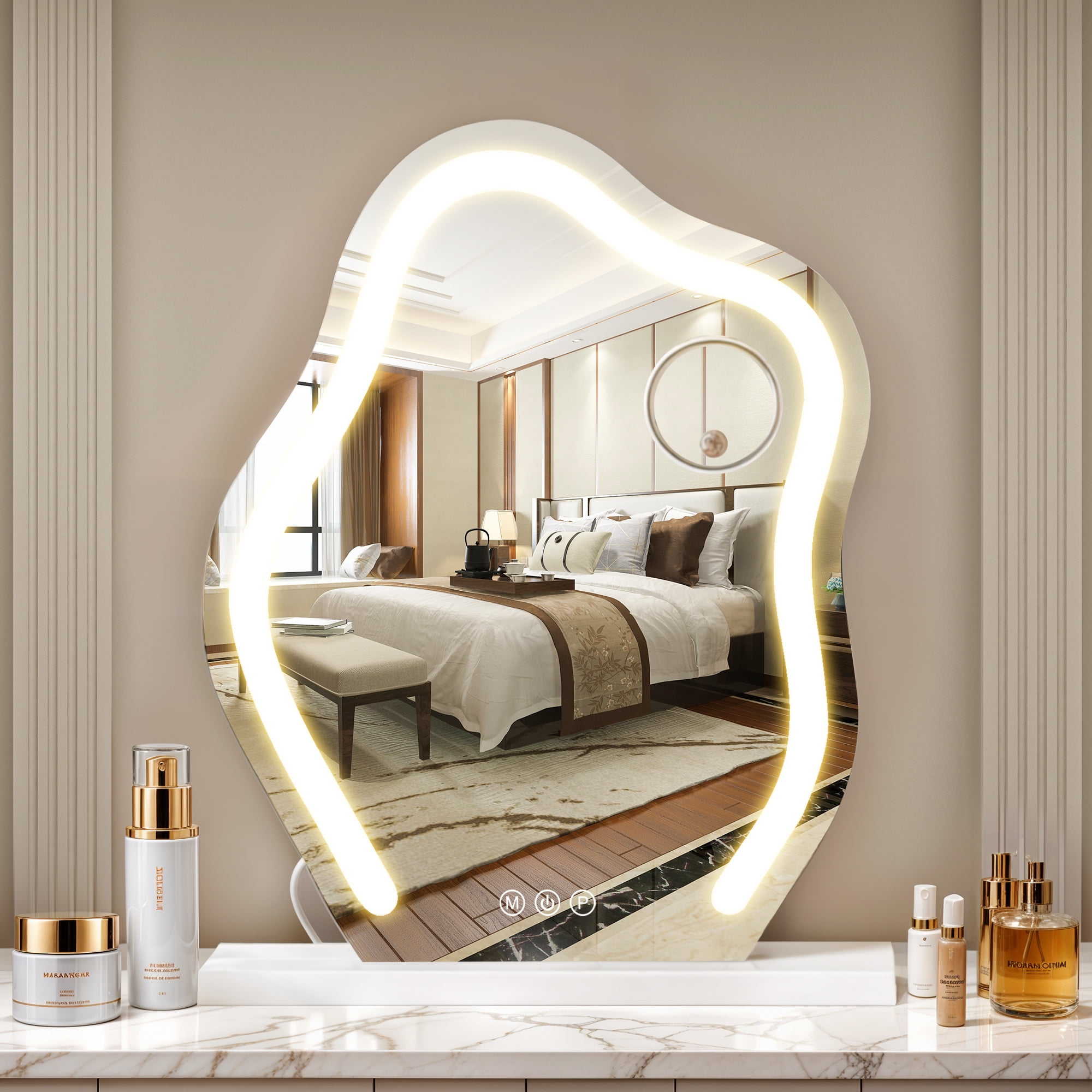 ModFusion Cloud-shaped Lighted Vanity Mirror with 3 Color Mode, Touch ...