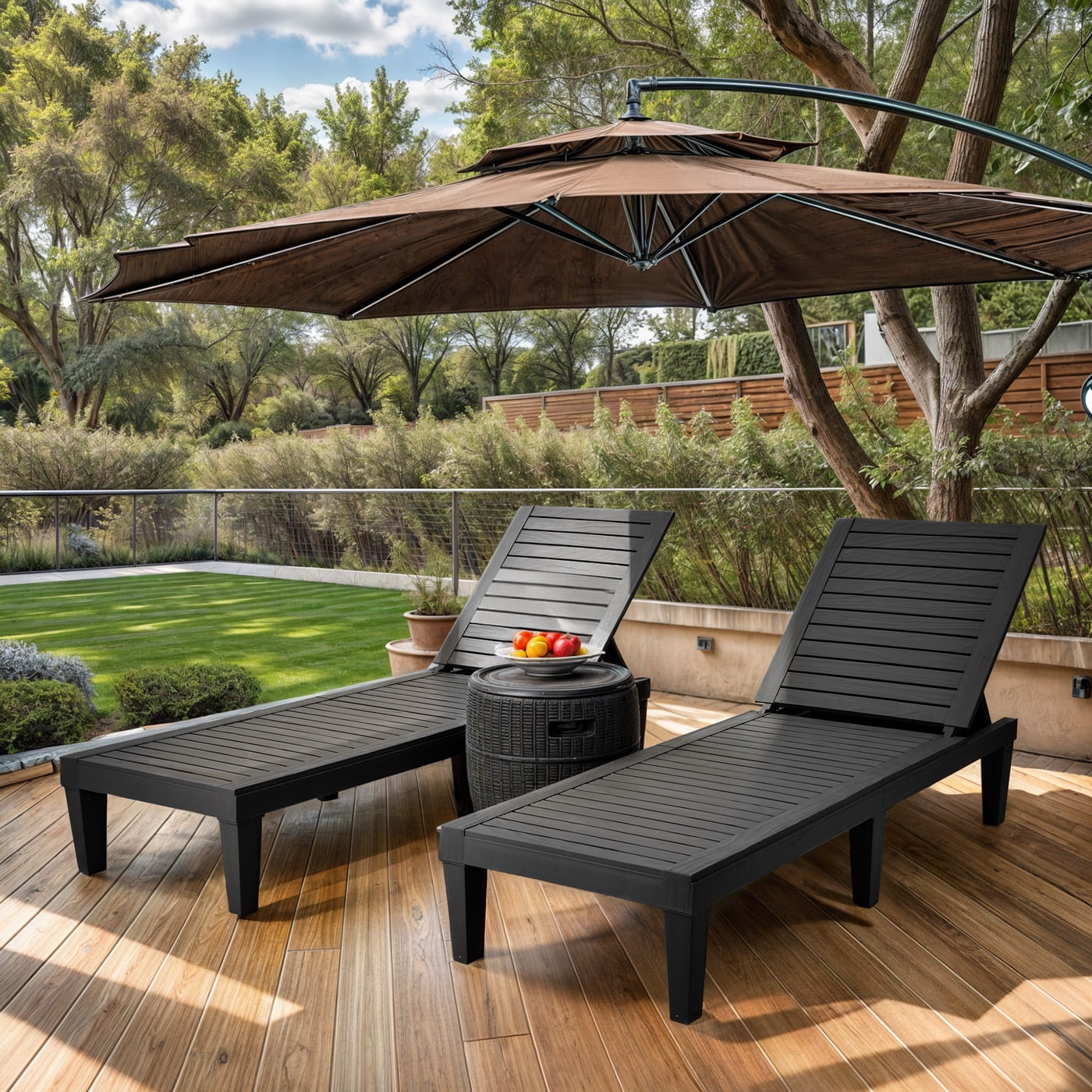 ModFusion Comfy Adaptable Fabric Black Chaise Lounge, 2 Pcs in 1 ...