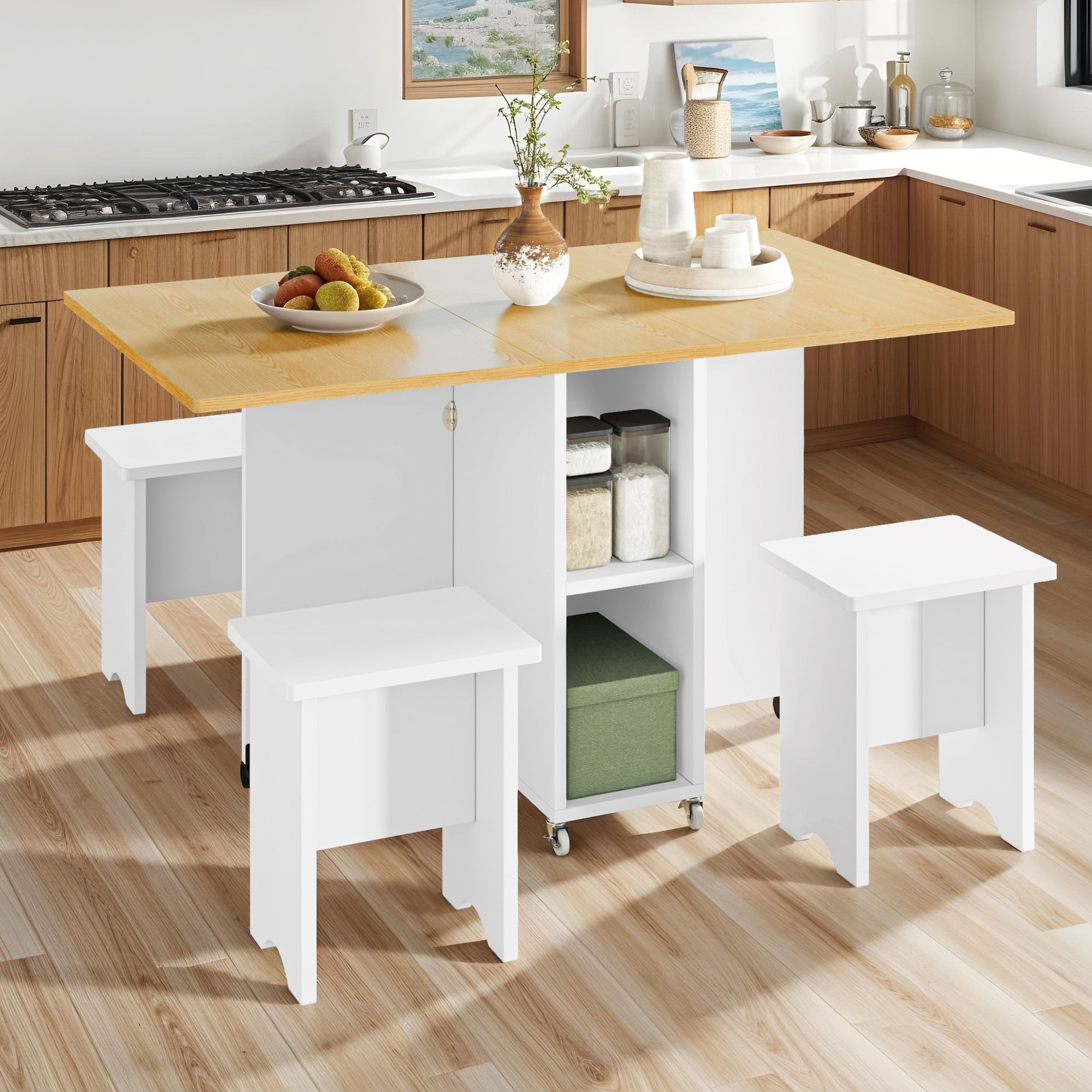 ModFusion Dining Table Set, 3in1 Folding Table, 4 Stools, 2 Kitchen ...