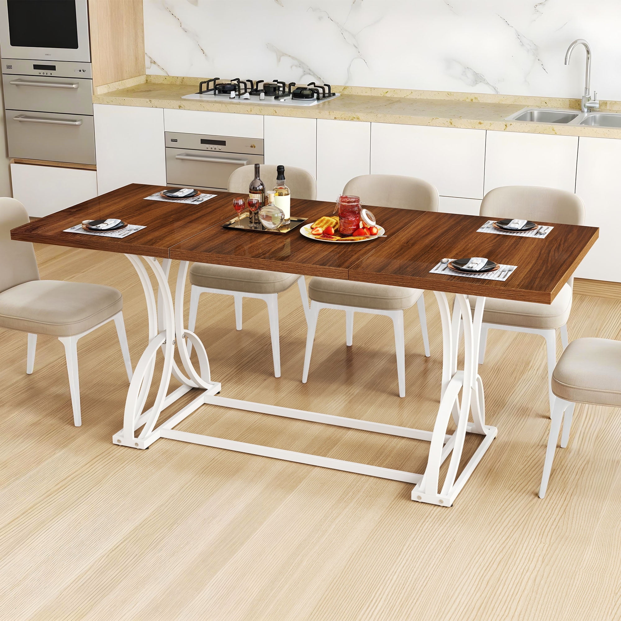 ModFusion Dining Table Set with Adjustable Feet, Stain Resistant ...