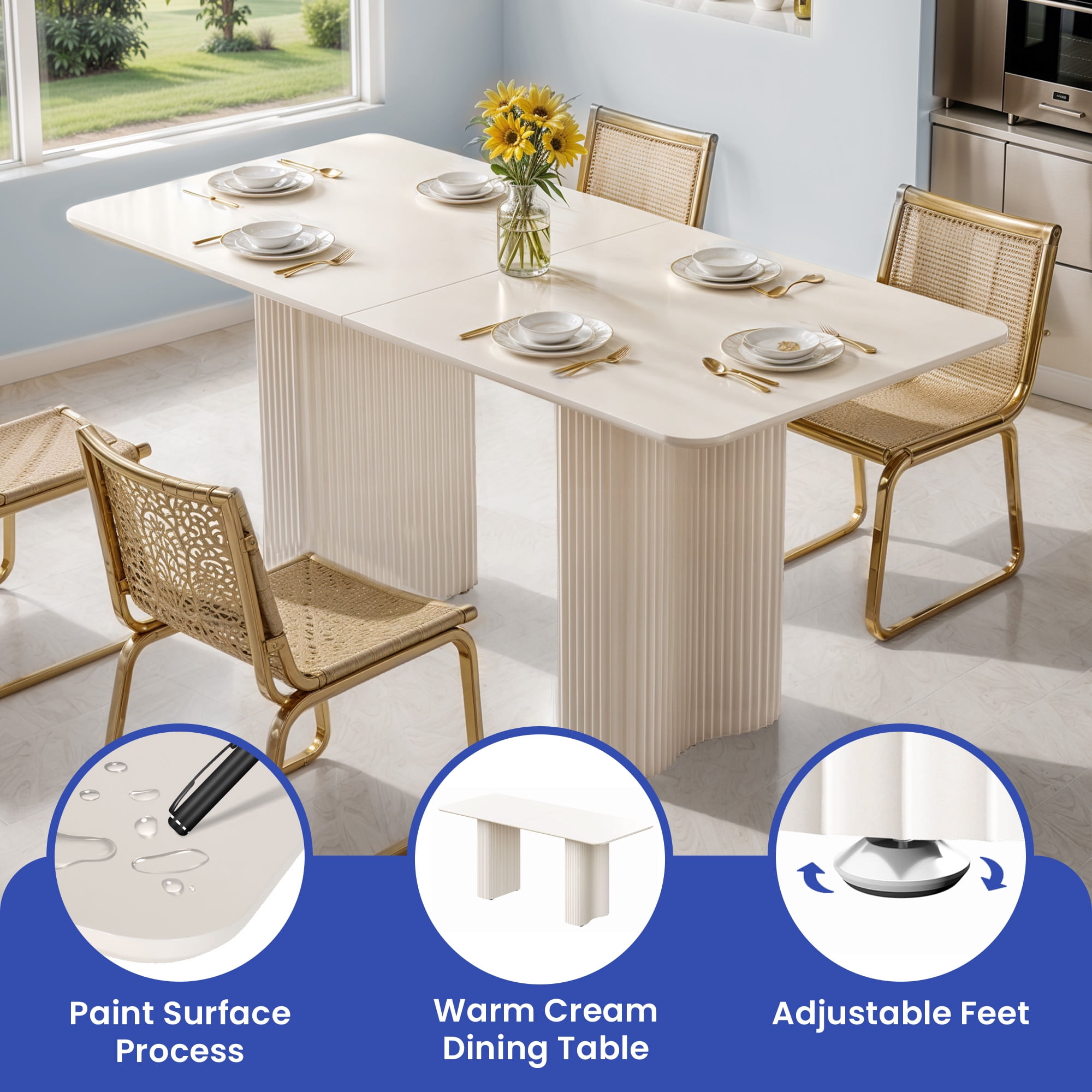 ModFusion 5.2x2.4x2.4 ft Dining Table with Scratch-Resistant Surface ...