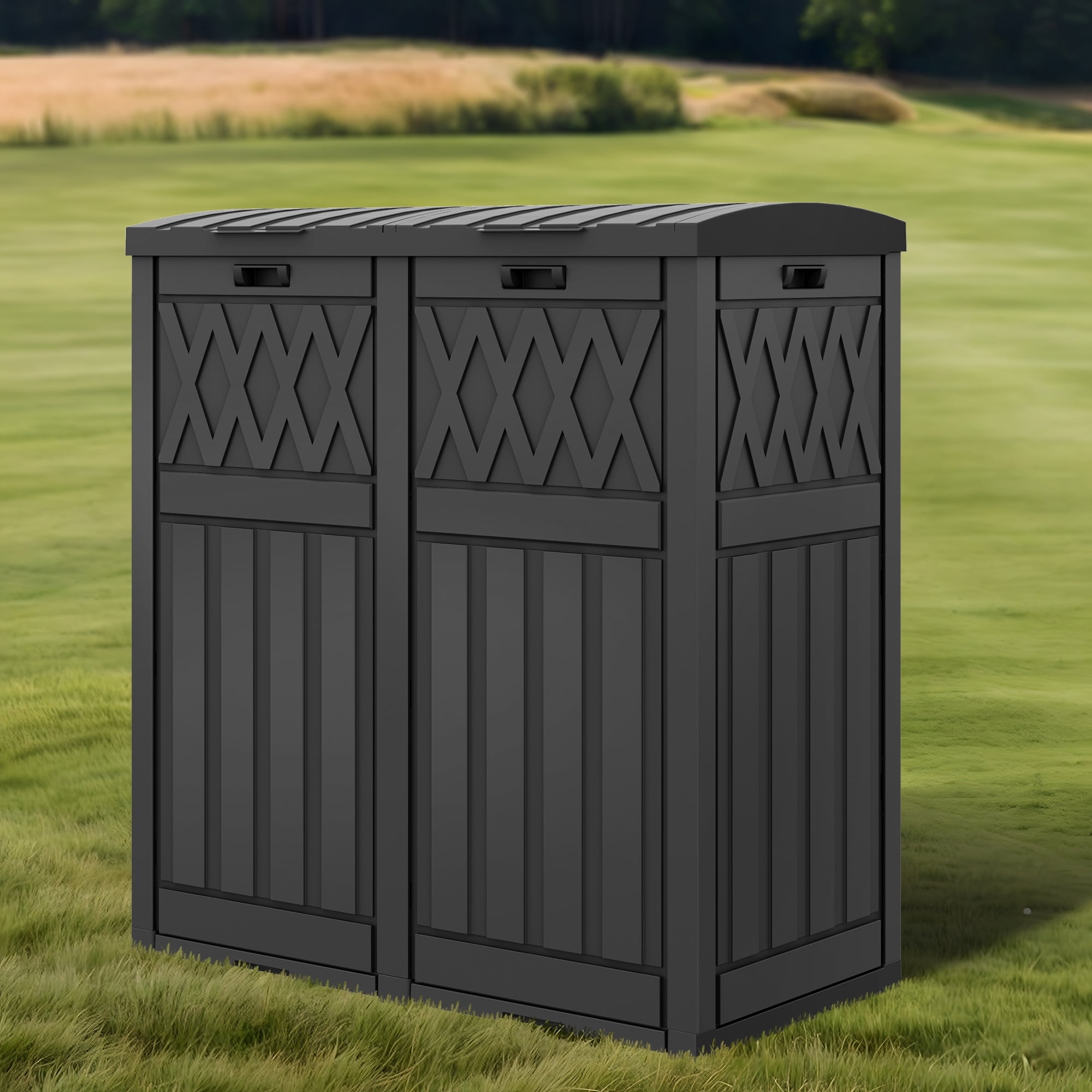 ModFusion Dual Compartment Outdoor Resin Trash Bins - Black, 62 Gallons ...