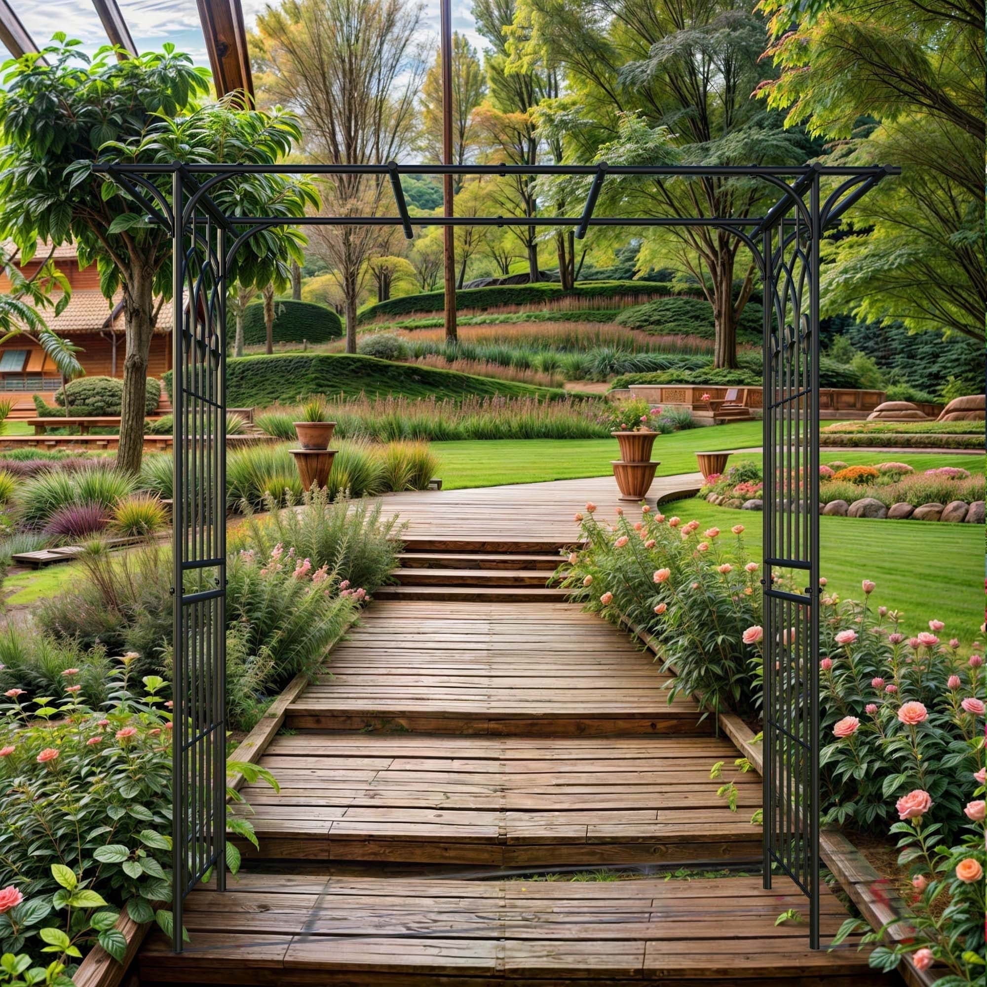 ModFusion Durable Flat Top Arch, Metal, Trellis for Climbing Plants ...