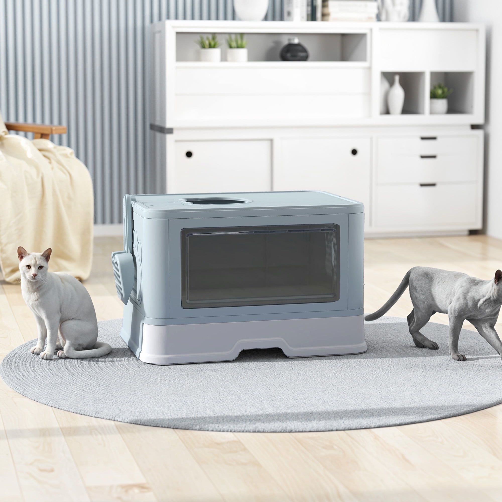 ModFusion Enclosed Cat Litter Box with Lid, Large Double-Door Cat ...