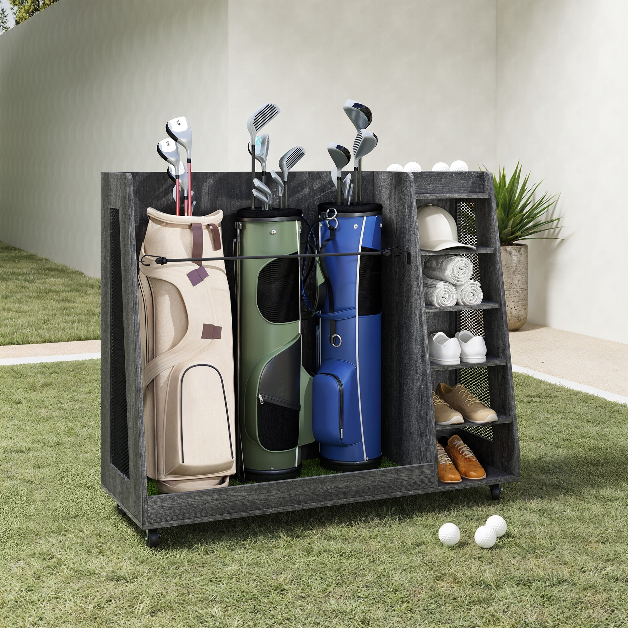 ModFusion Extra-Large Golf Storage Rack | Gray Starlight Oak & Black ...