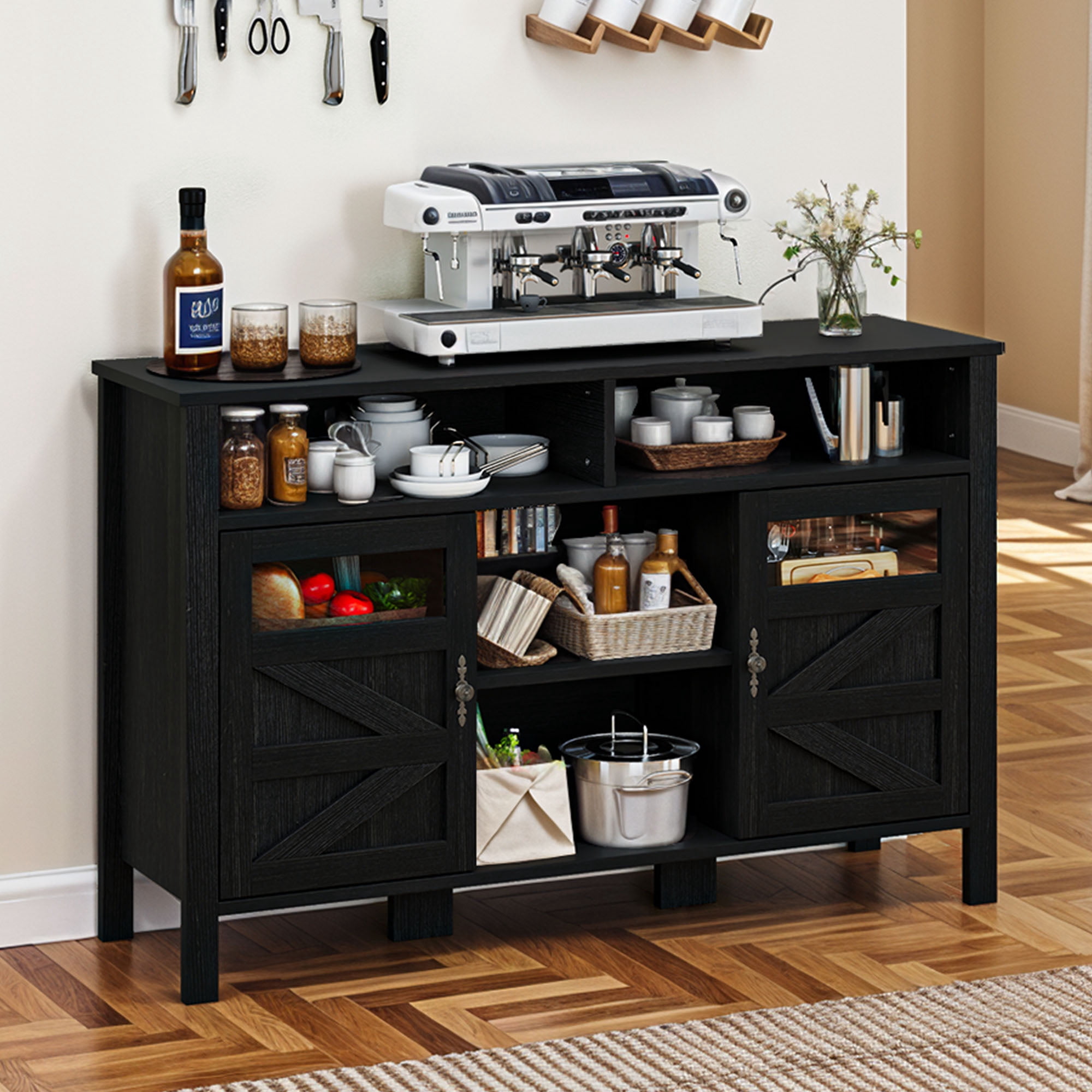 ModFusion Farmhouse Buffet Sideboard Cabinet with Adjustable Shelving ...