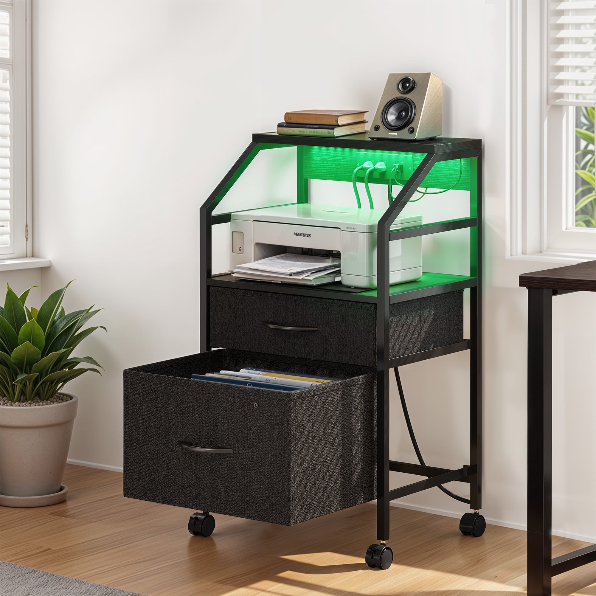 ModFusion File Cabinet with USB Charging, LED Light, Adjustable Drawer ...