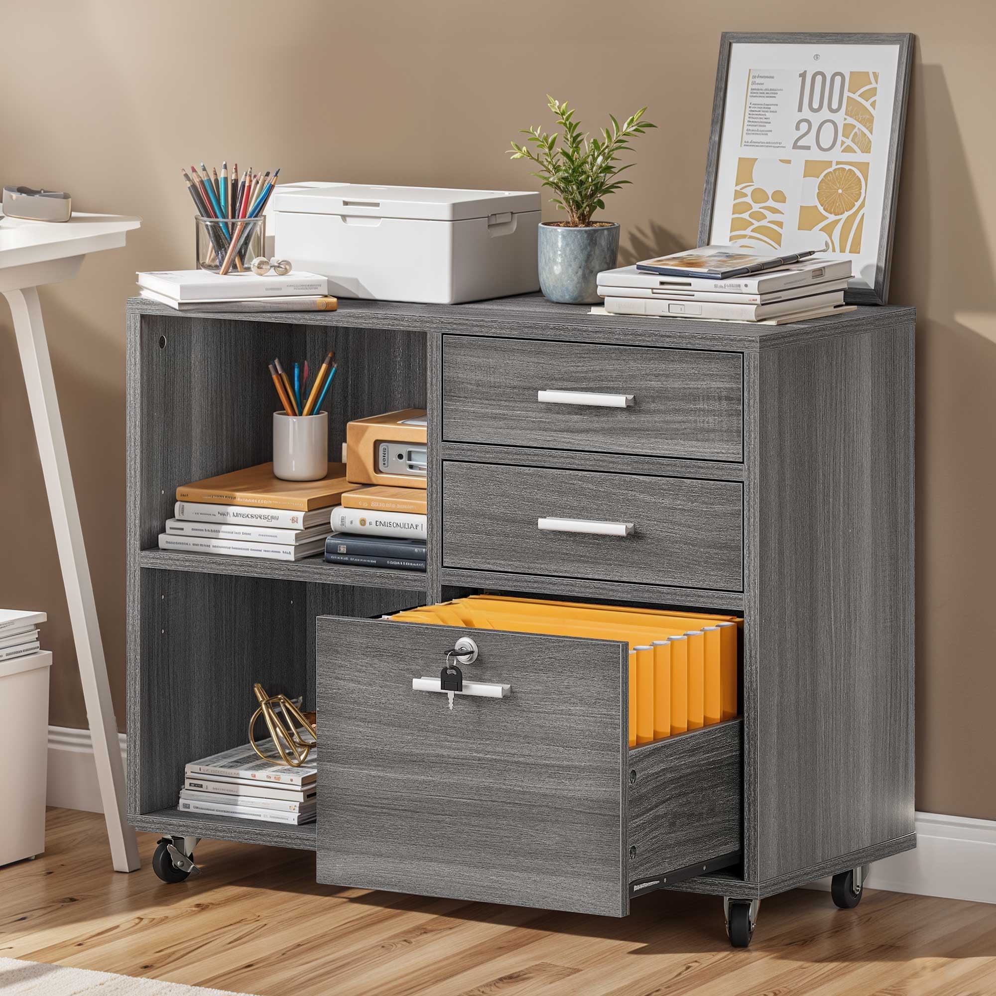 ModFusion File Cabinet with Lock, Adjustable Hanging File for A4 Letter ...