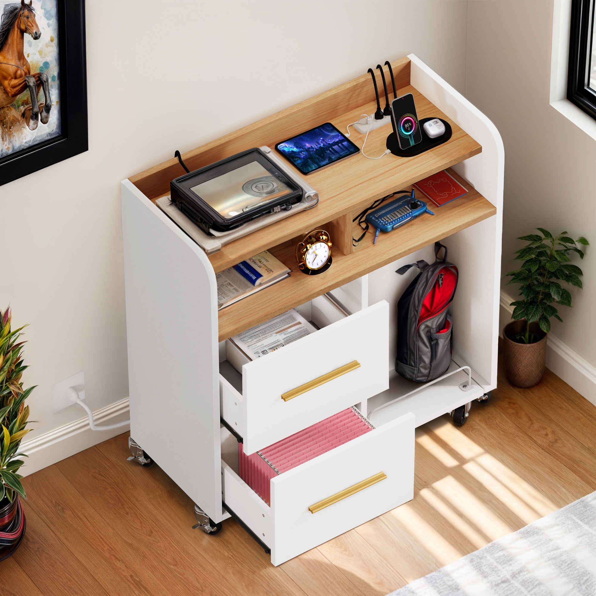 ModFusion File Cabinet with Shredder Stand, USB Charging Ports ...