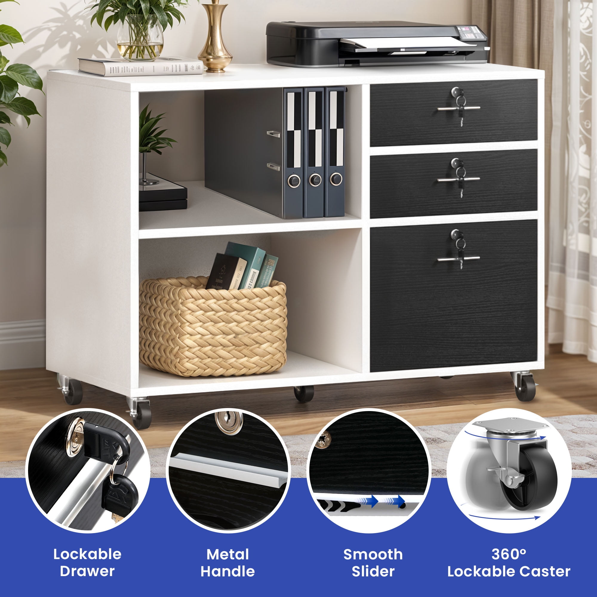 ModFusion Filing Cabinet with 3 Lockable Drawers, Waterproof ...