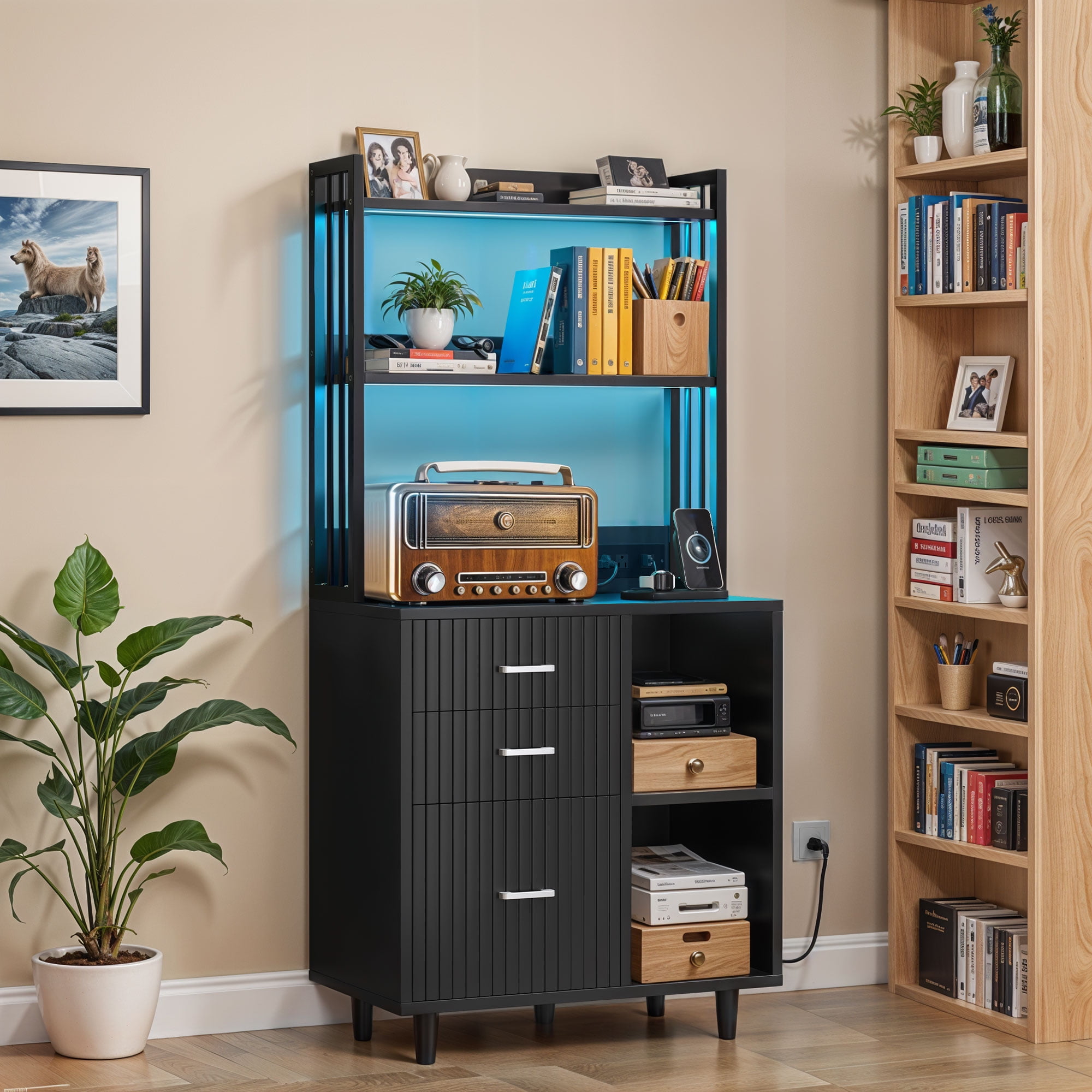 ModFusion Filing Cabinet with Charging Station, LED Lighting, Anti-Tip ...