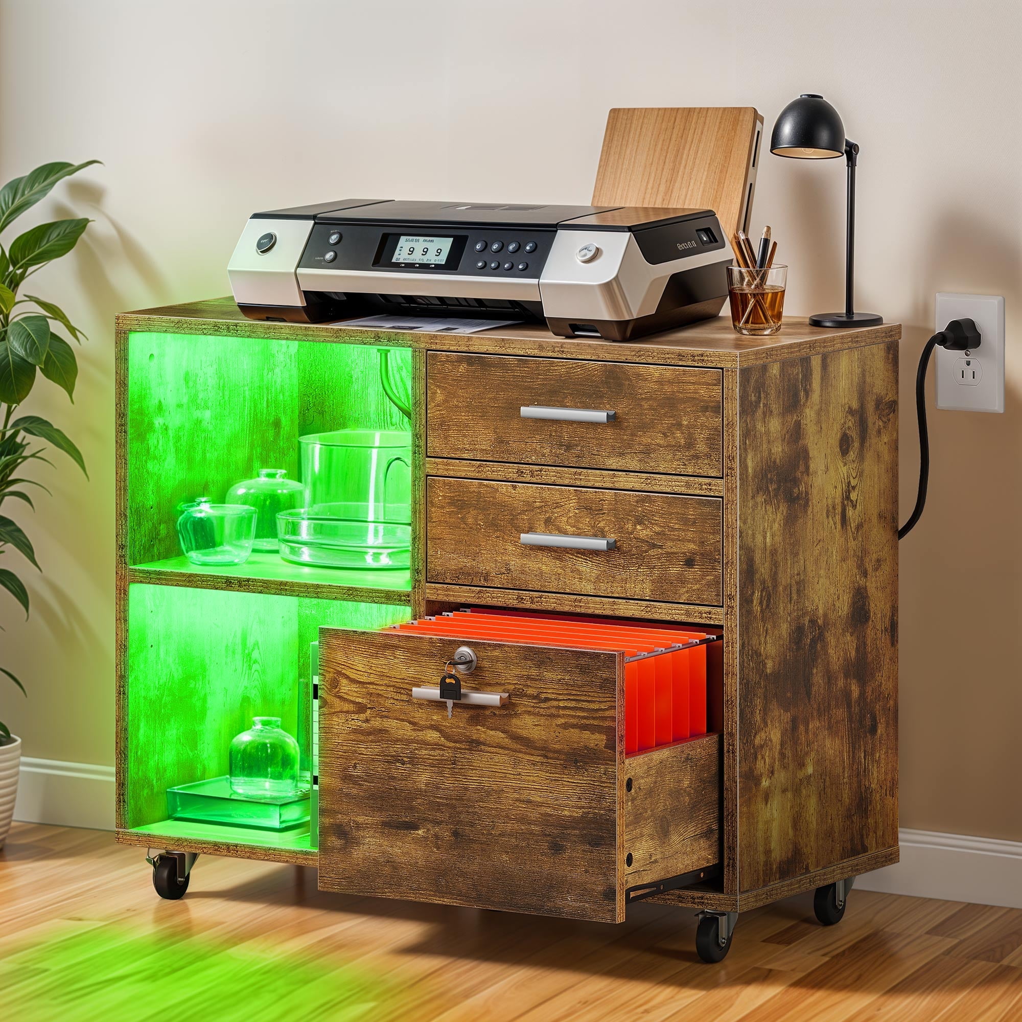 ModFusion Filing Cabinet with USB Power Outlet, Energy-Efficient LED ...