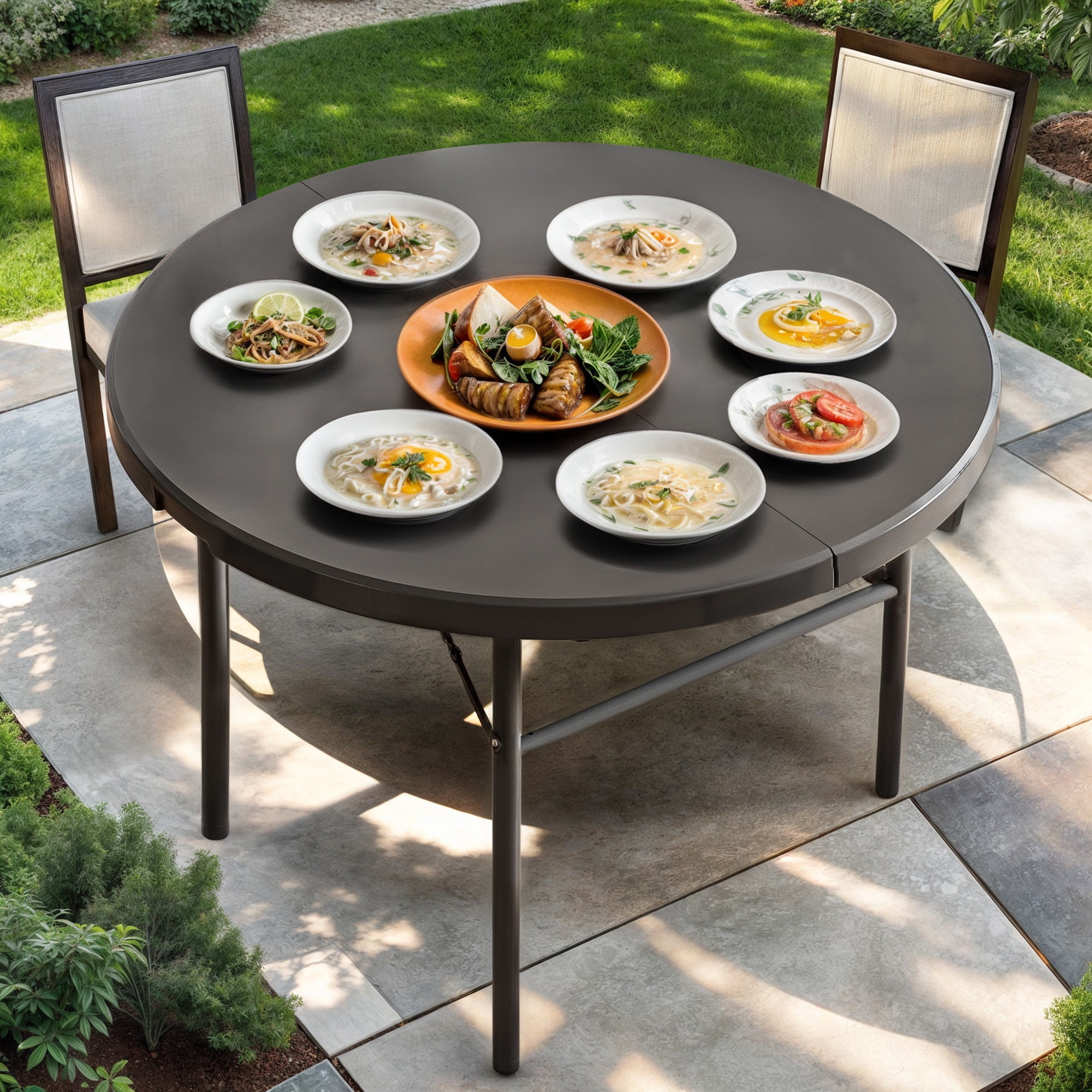 ModFusion 48” Foldable Round Table, Lightweight & Portable for Indoor ...