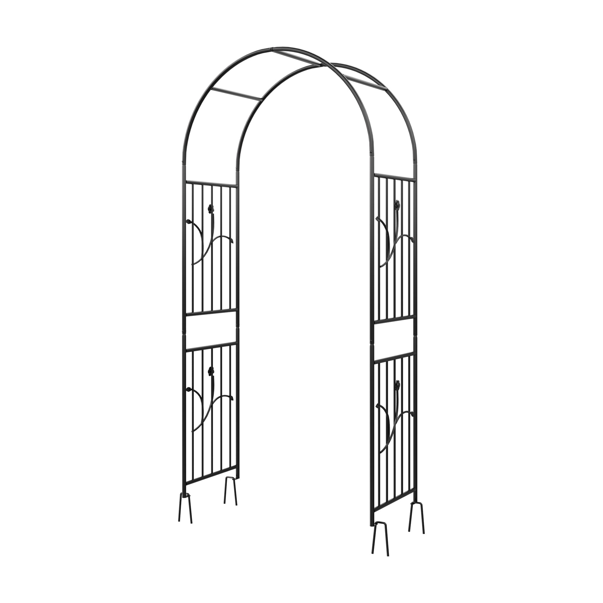 ModFusion Garden Arch with Ground Stakes, Black Metal Arbor for ...