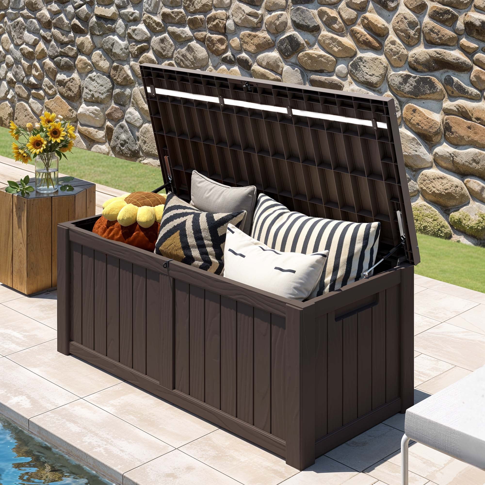 ModFusion Garden Storage Box Waterproof, Large Outdoor Patio Deck Box ...