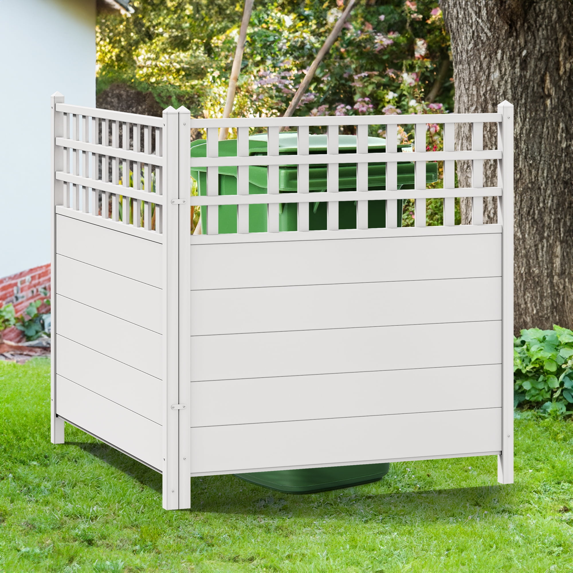 ModFusion Outdoor PVC Fence Grid Style, White Privacy Screen Enclosure ...