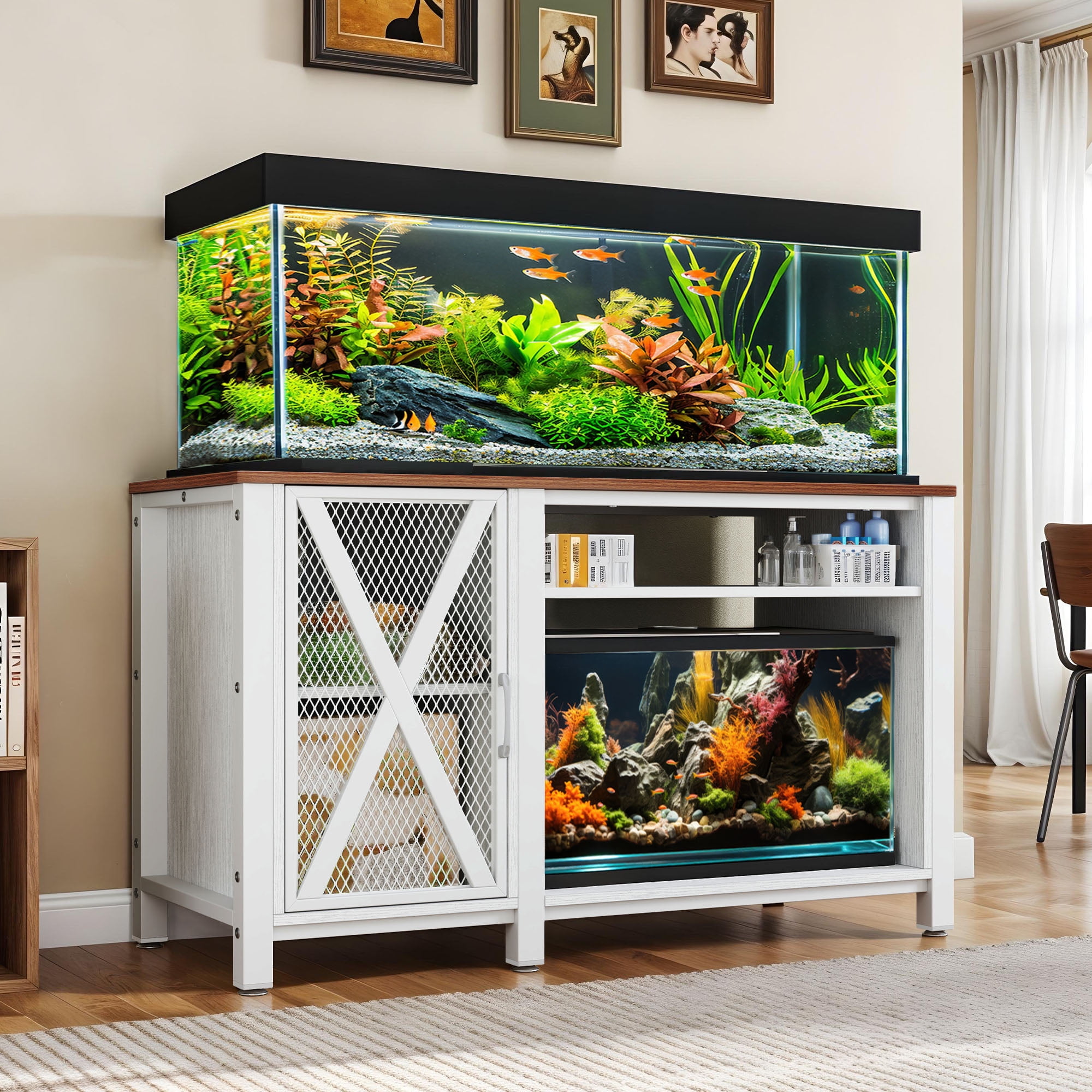 ModFusion Heavy-Duty Aquarium Stand with Power Outlets, Fits 55-75 ...