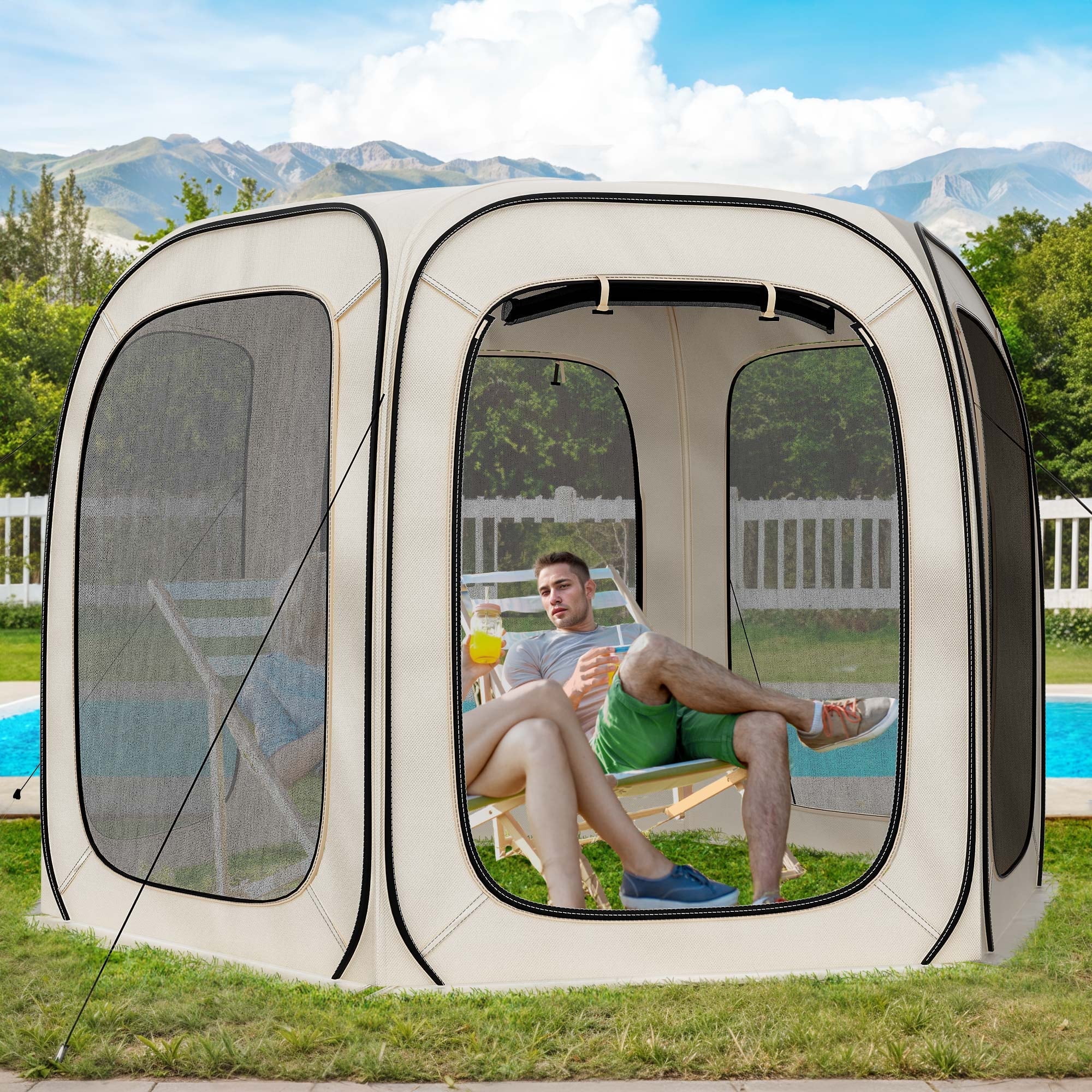 ModFusion Instant Pop-Up 6' x 6' Outdoor Camping Screen House Tent ...