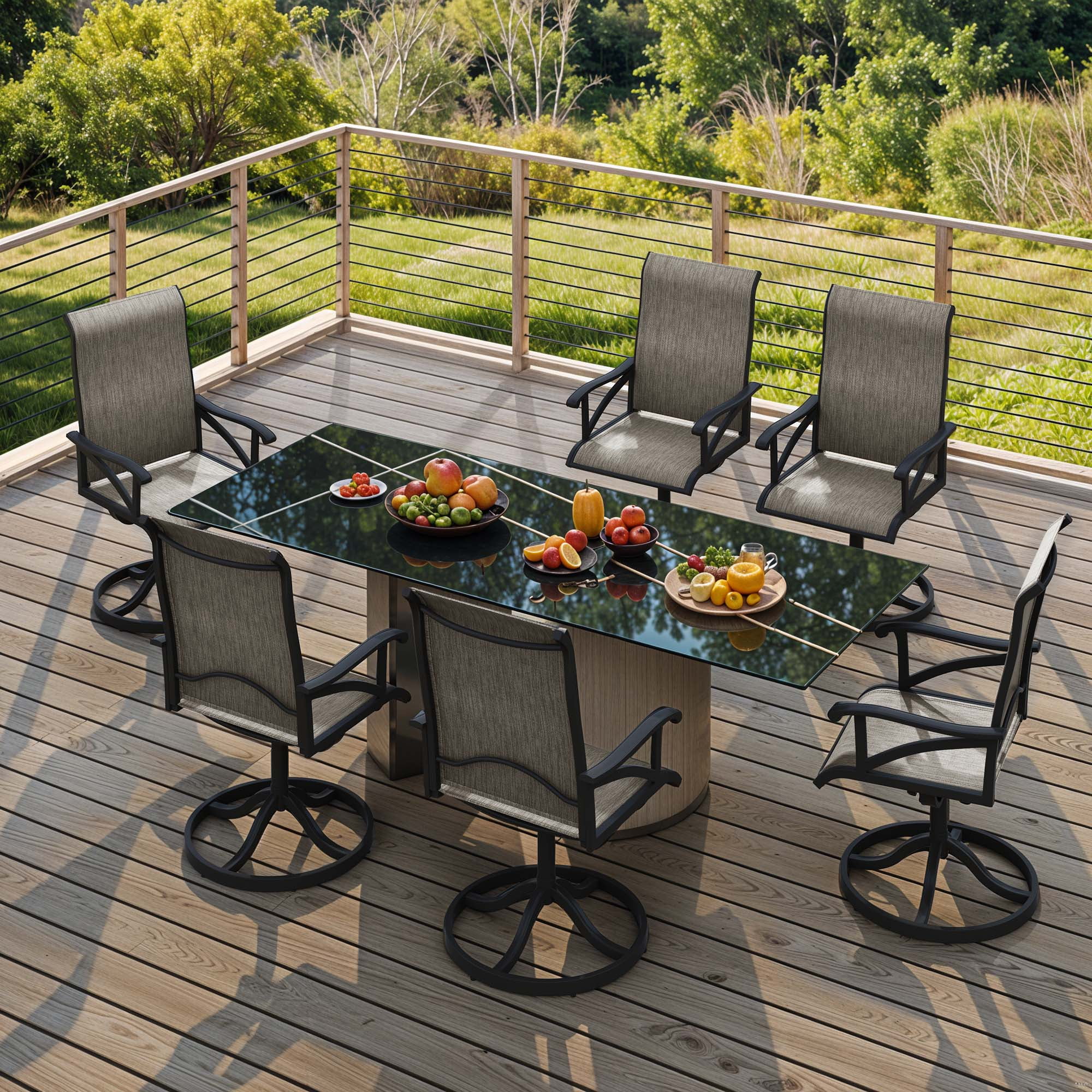 ModFusion Iron Artisan Revolving Outdoor Dining Chairs set of 2, All ...