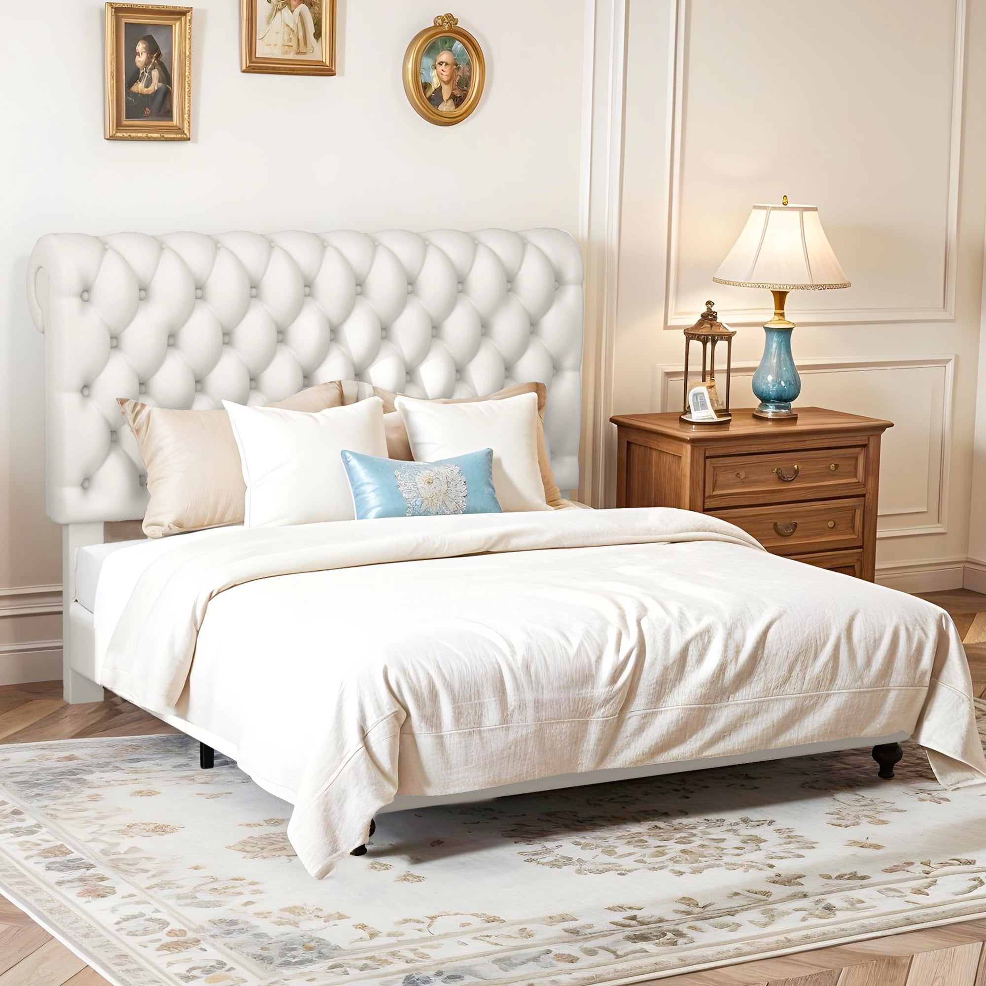 ModFusion King Size Soft Upholstered Bed Frame with 54" Roll Up ...