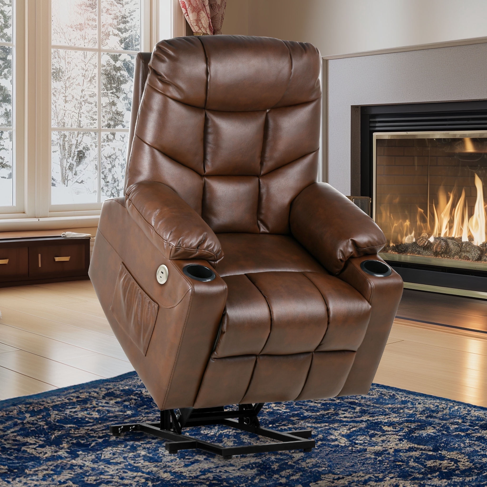 ModFusion Power Lift Leather Recliner with Massage, Heat, USB Ports ...