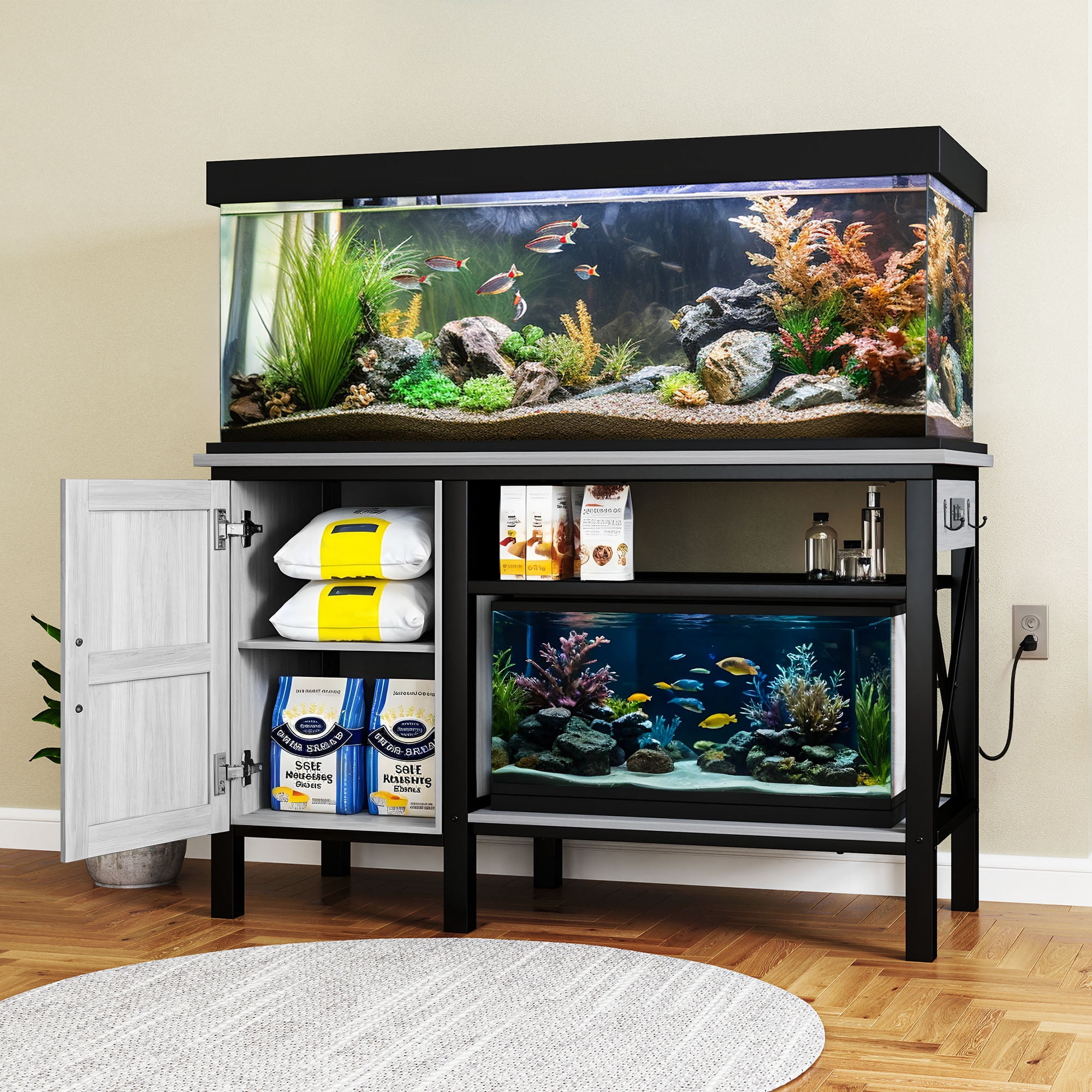 ModFusion Modern 52" Gray Aquarium Stand with Built-In Power Outlet ...