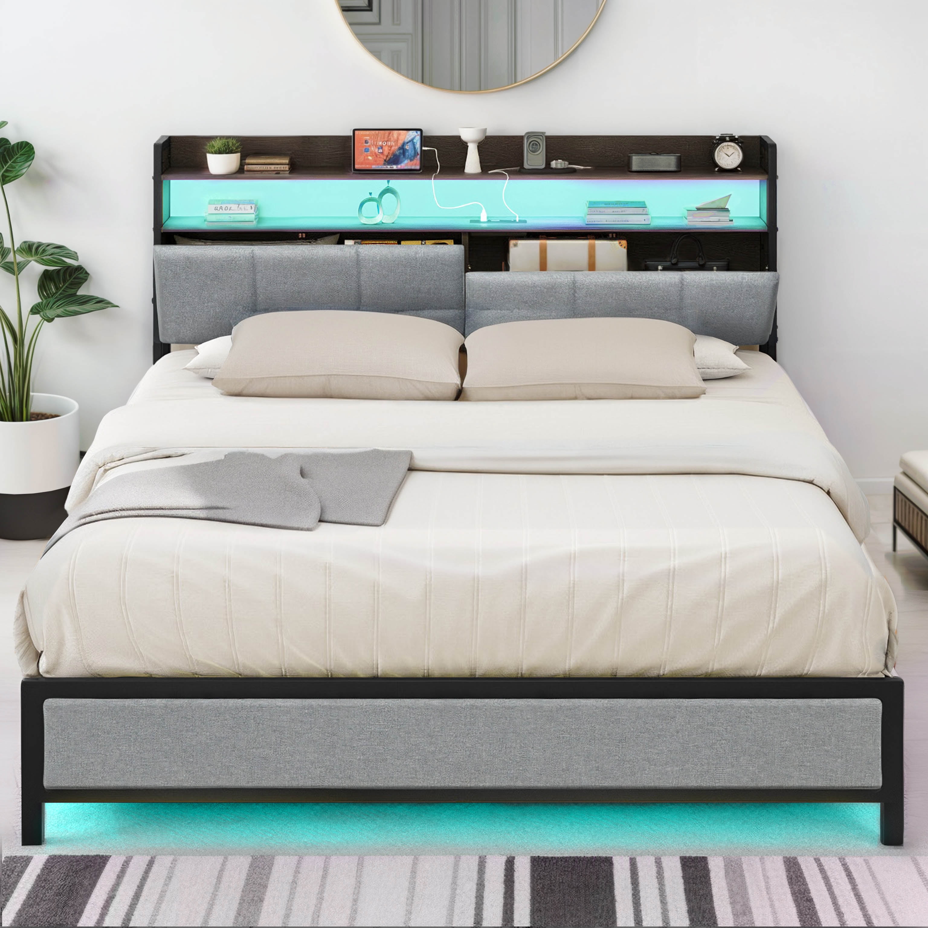 ModFusion - Modern Queen Size , Upholstered Storage Headboard Includes ...