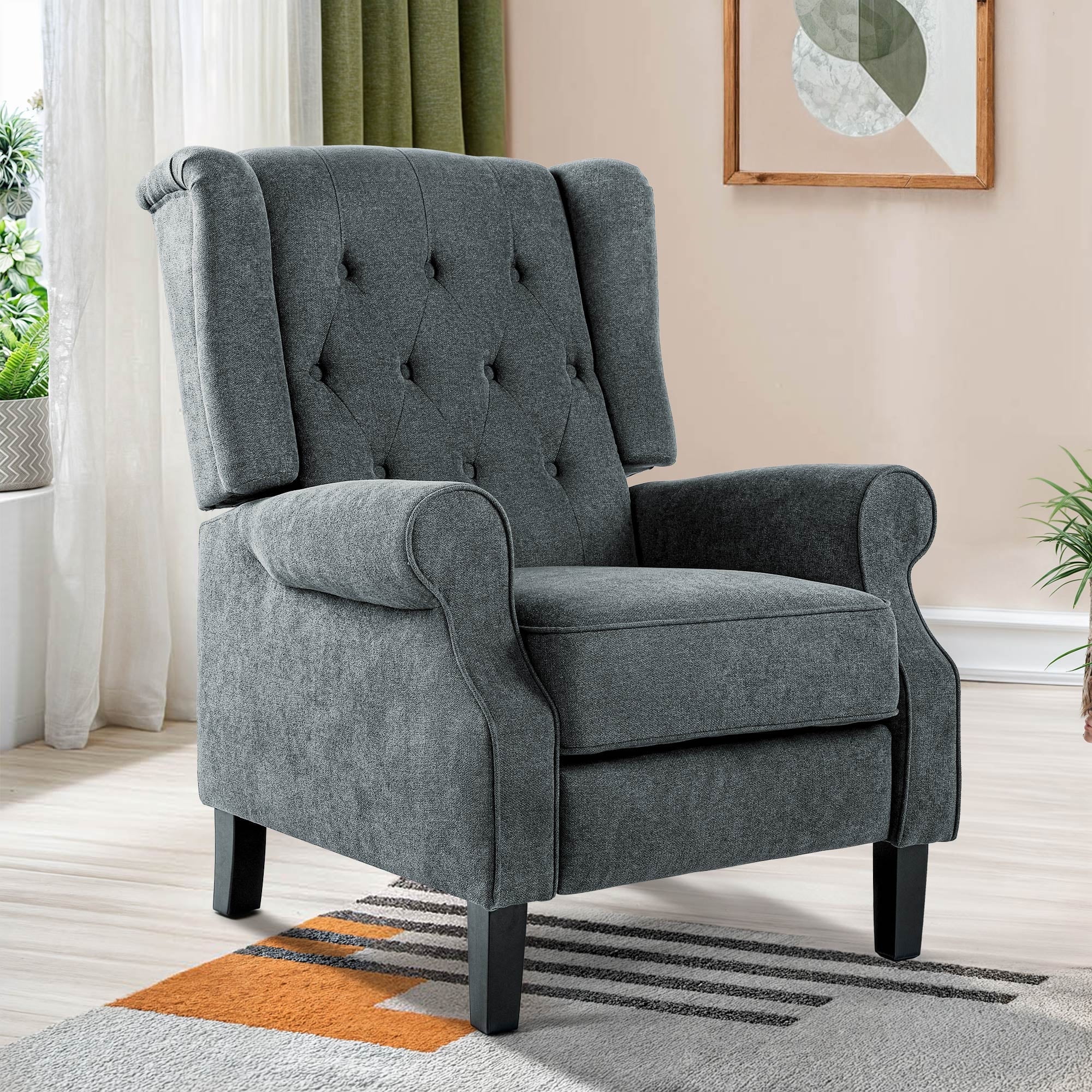 ModFusion Modern Retro Adult Multi-Theme Fabric Plain Gray Home Theater ...