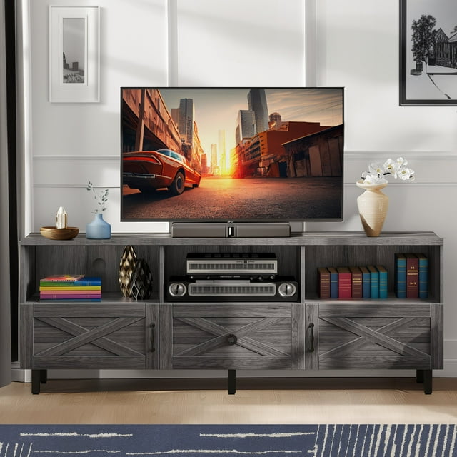 ModFusion Old-School Dark Gray TV Stand, 65" Wide Top for 70 inch TV ...