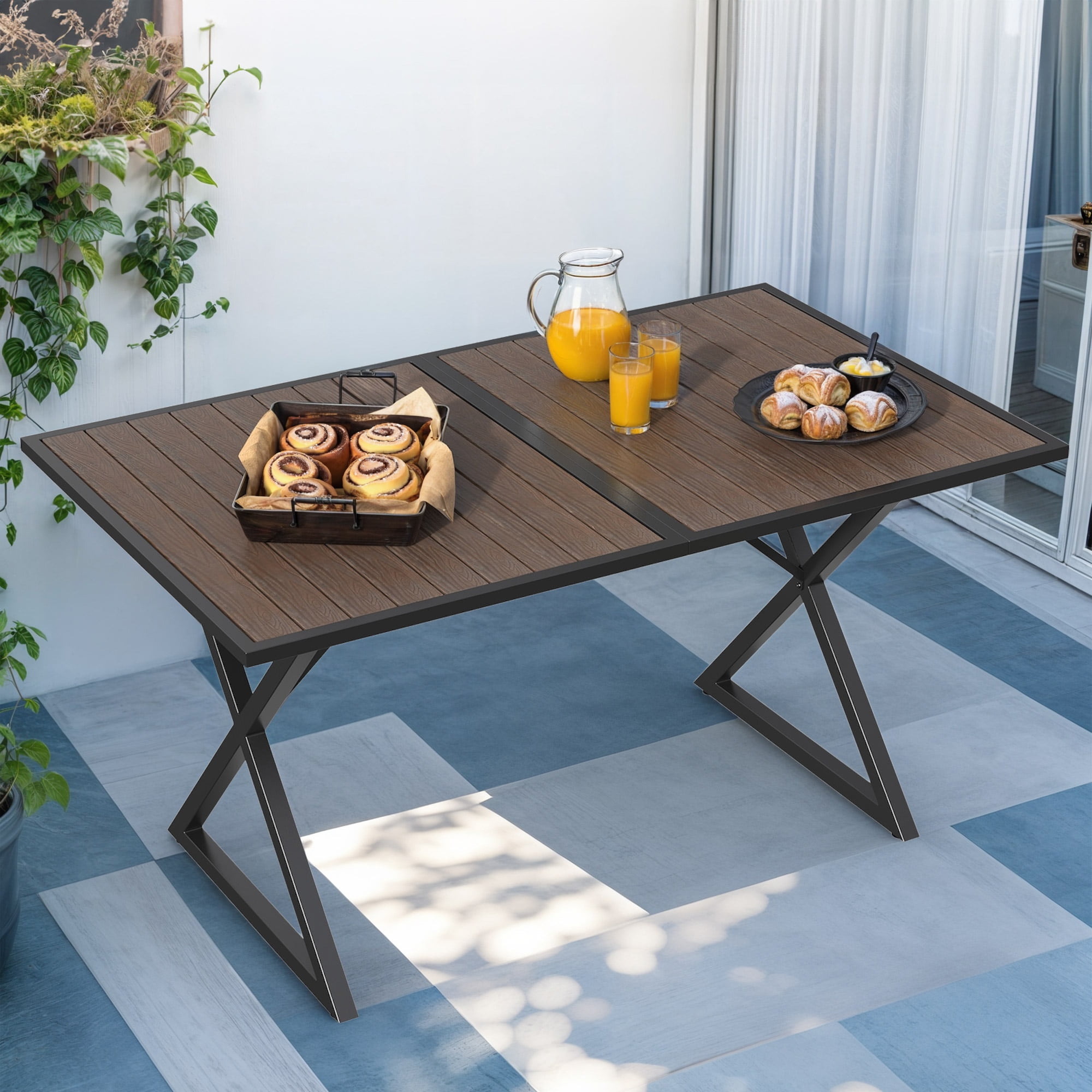 ModFusion Outdoor Indoor Patio Furniture Scratchproof Dining Table, 59 ...